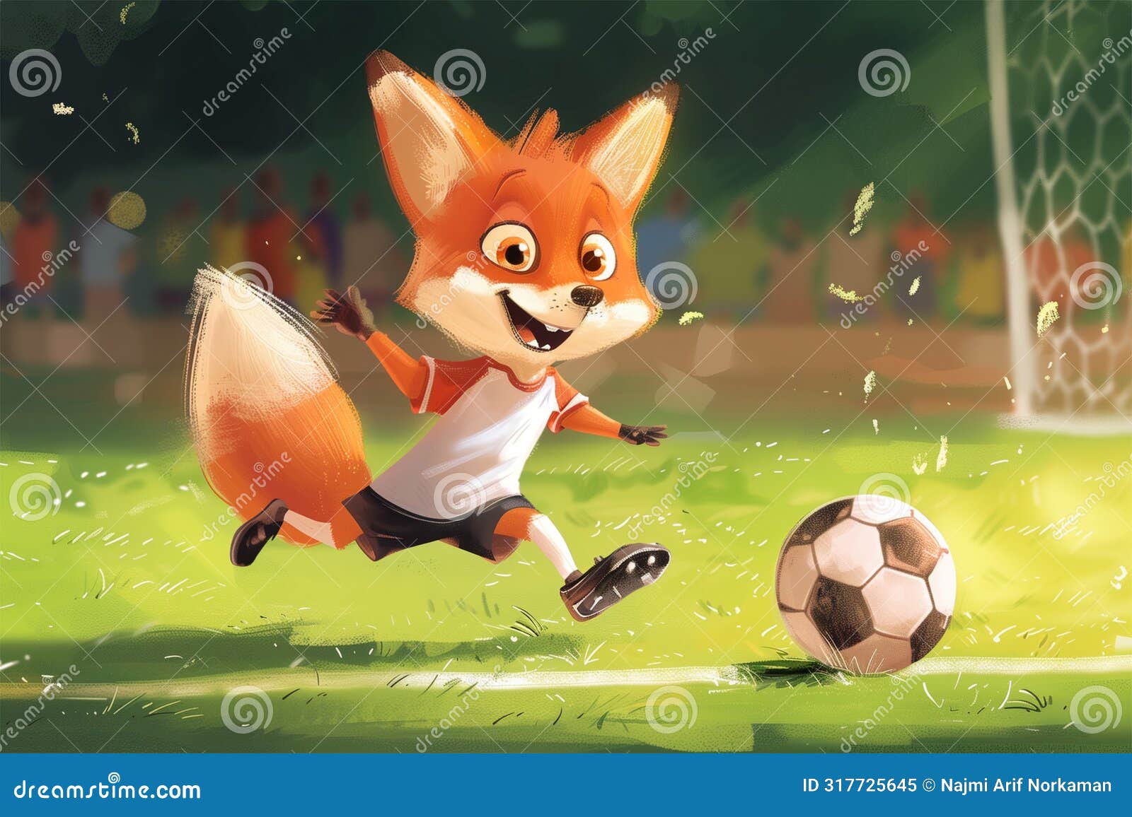 Fox playing football stock illustration. Illustration of midfielder ...