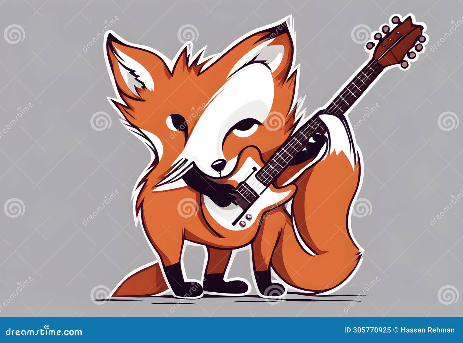 Fox playing guitar stock illustration. Illustration of equipment ...