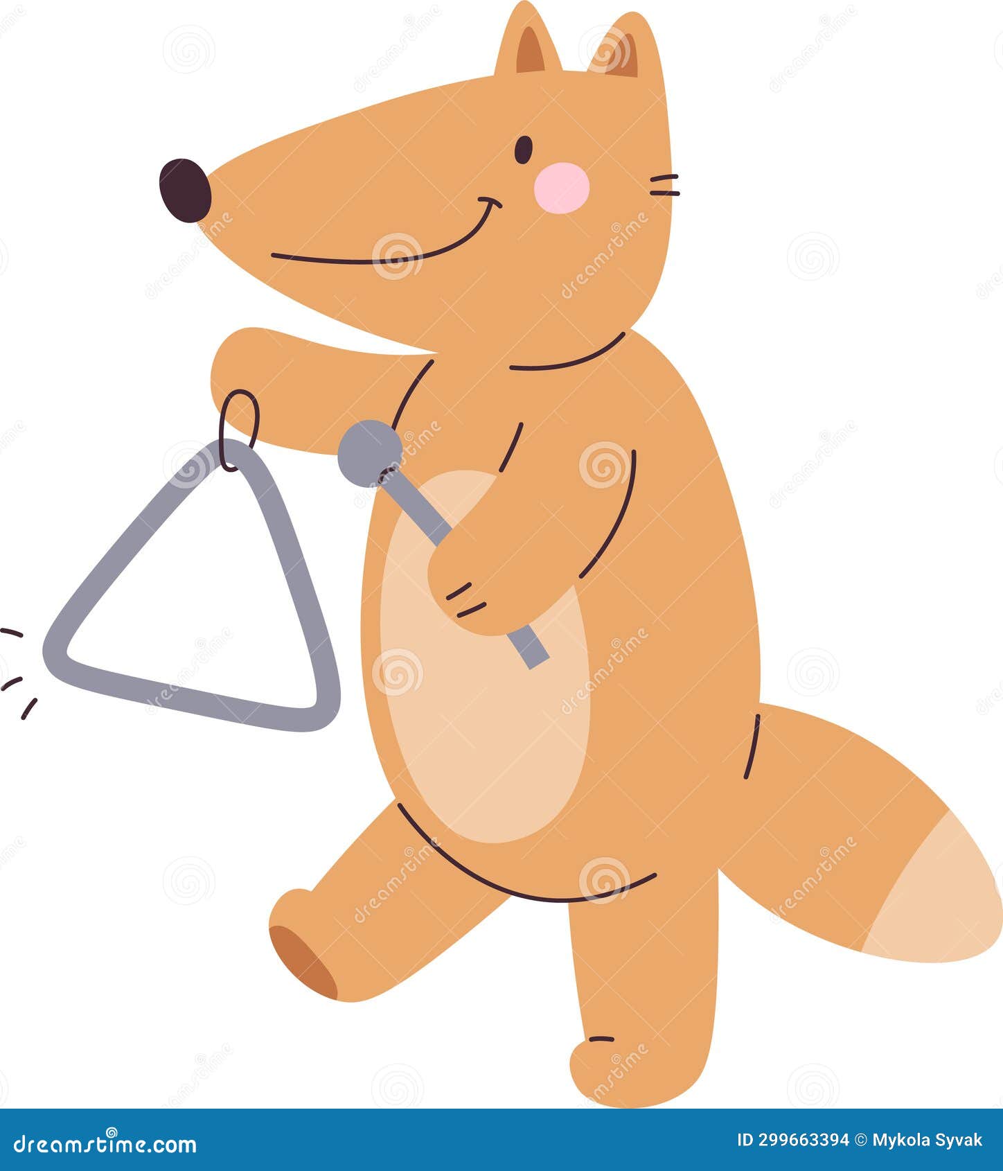 Fox Playing Triangle stock illustration. Illustration of vector - 299663394