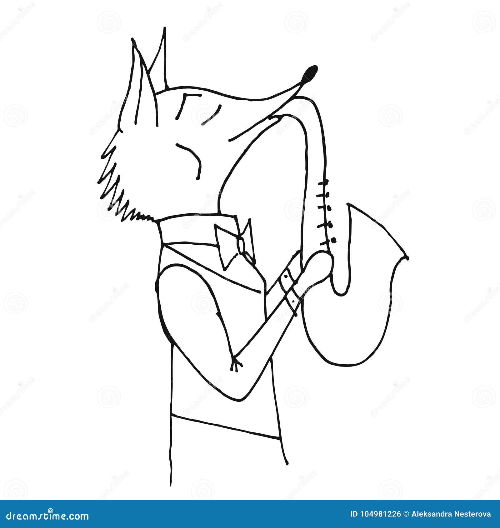 The Fox Plays the Saxophone Stock Vector - Illustration of brass, carry ...