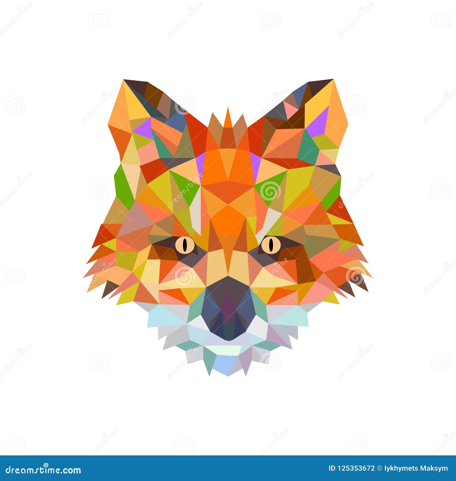 Fox in Polygonal Style on a White Background, Geometric Pattern Stock ...