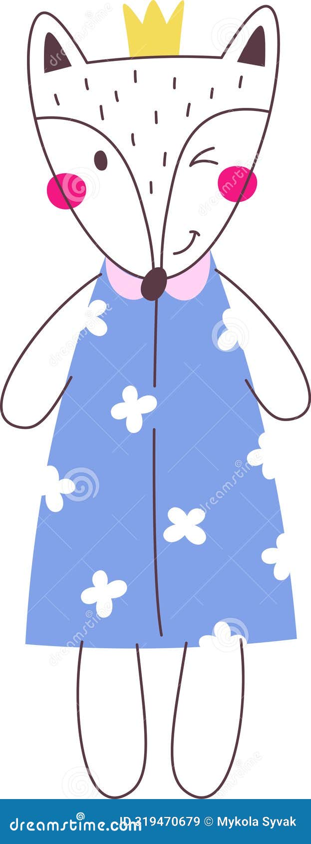 Fox Princess in Dress Outline Stock Illustration - Illustration of ...