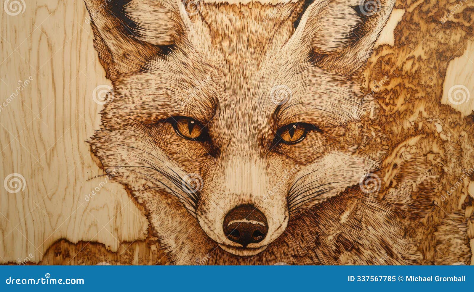 Fox Pyrography Created with Generative AI. Old Ancient Picture of ...