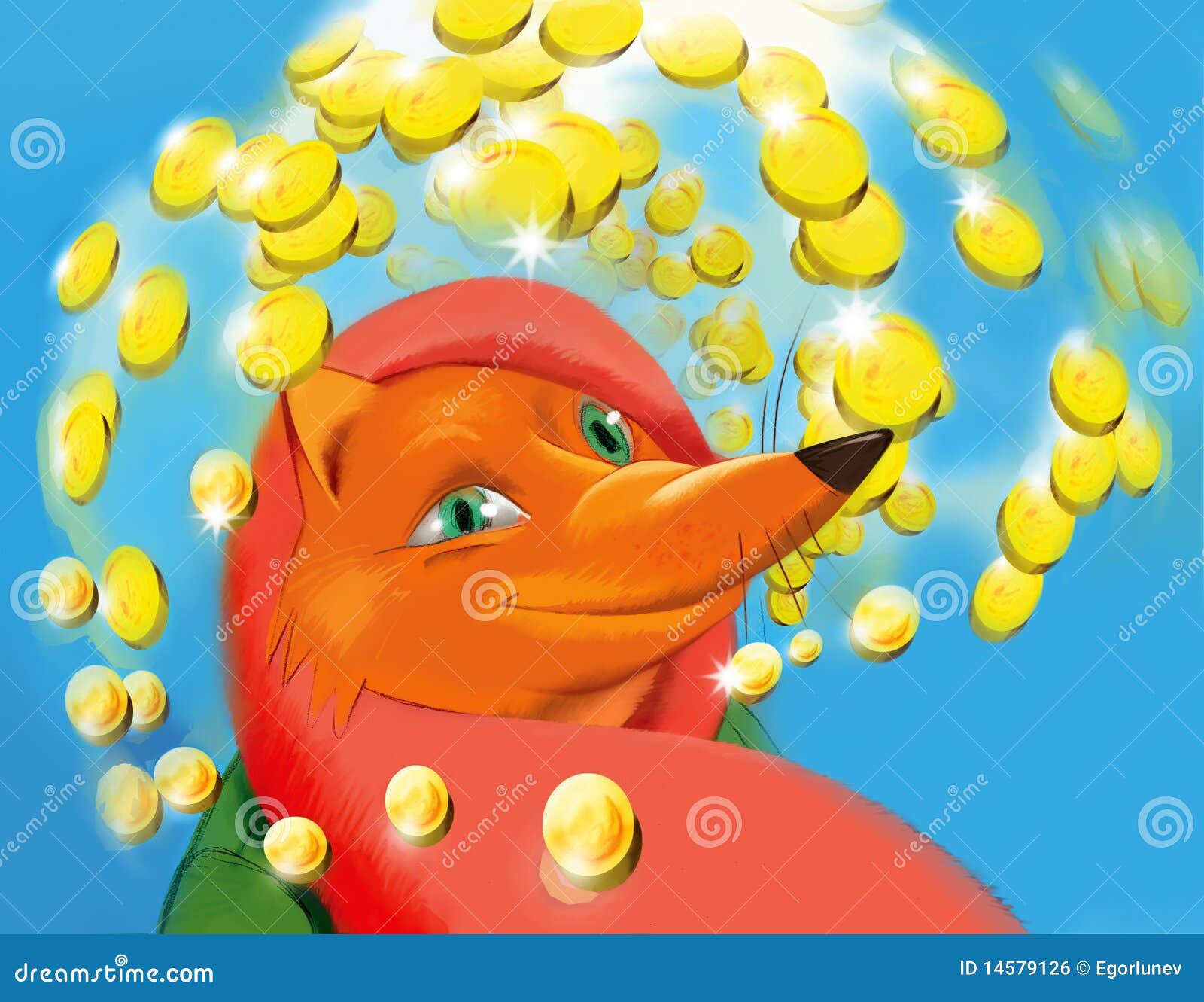 Fox and quick money stock illustration. Illustration of three - 14579126