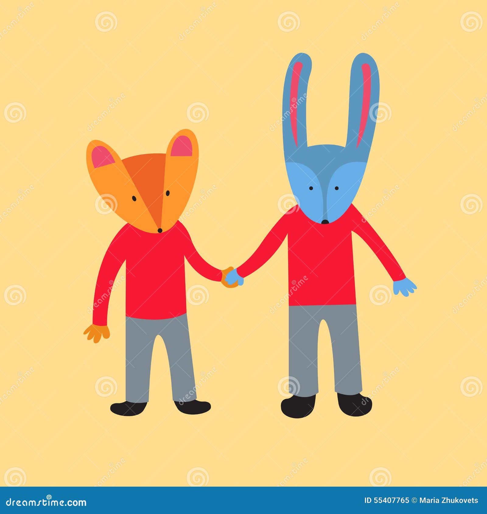 Fox and rabbit stock vector. Illustration of animal, baby - 55407765