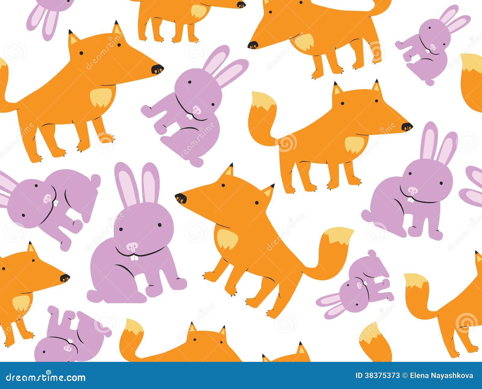 Fox and Rabbit Seamless Pattern Stock Illustration - Illustration of ...