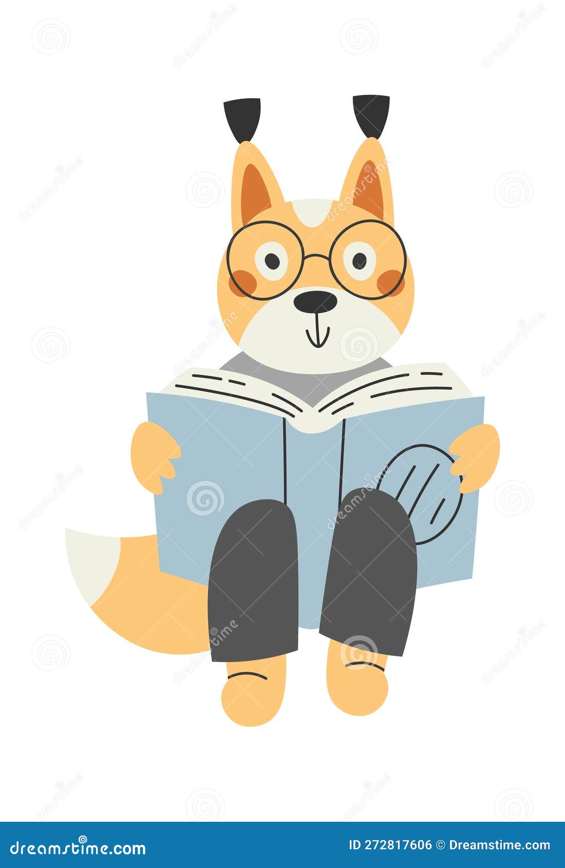 Fox Reading Book stock vector. Illustration of decorative - 272817606