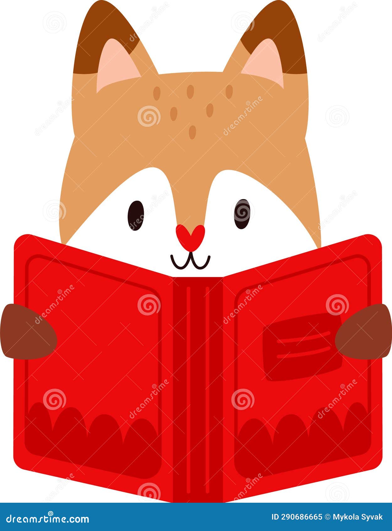 Fox Reading Book stock vector. Illustration of children - 290686665