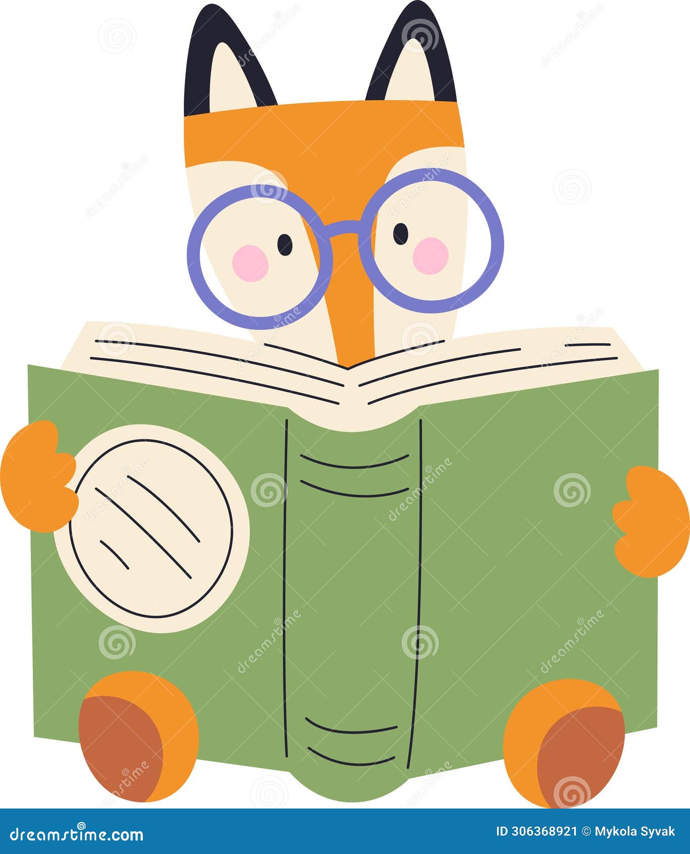 Fox Reading Book stock illustration. Illustration of little - 306368921