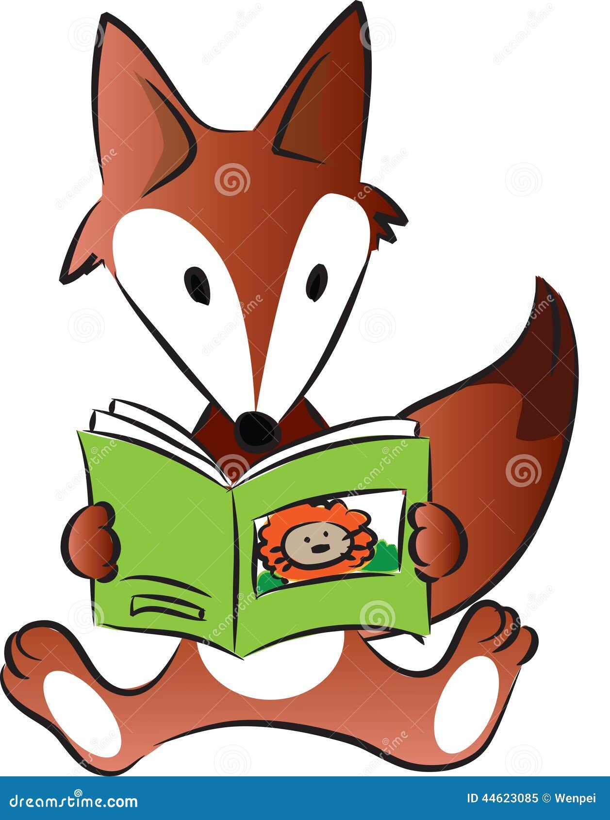Fox reading stock illustration. Illustration of story - 44623085