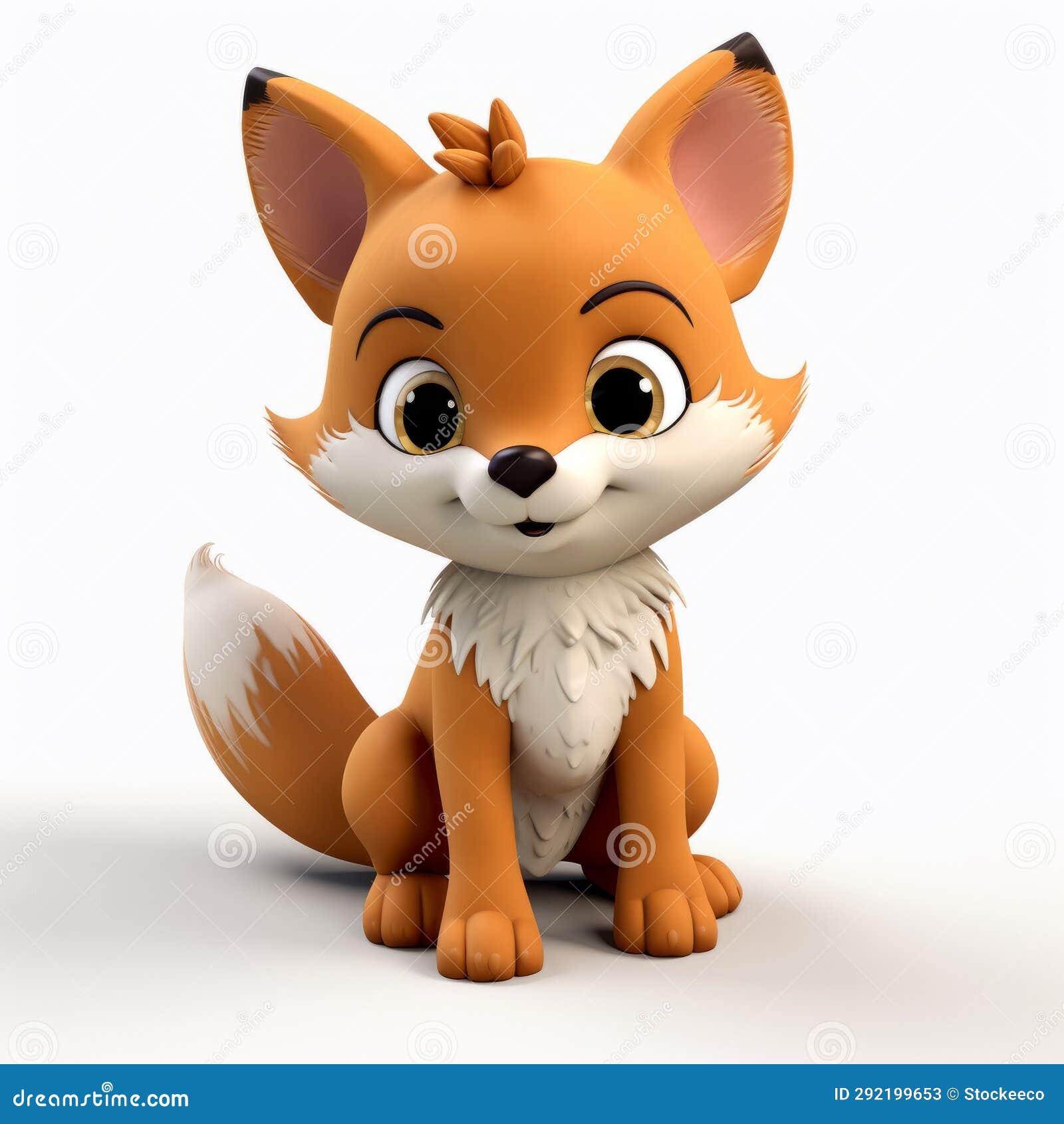 Innocent Fox Baby: 3d Pixar Style Character in White Background Stock ...