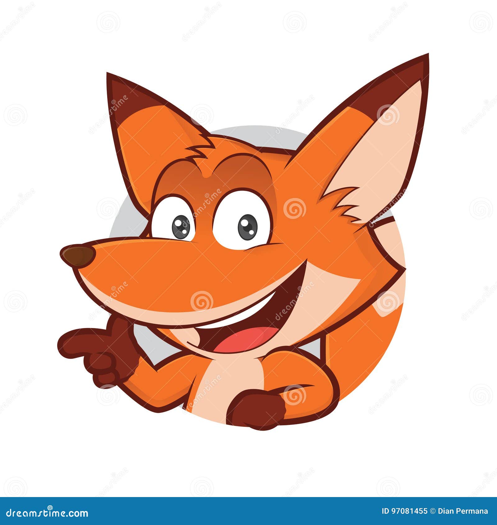 Fox in round frame stock vector. Illustration of clipart - 97081455