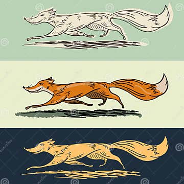 Fox. stock vector. Illustration of retro, running, vector - 82157874