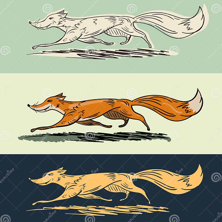 Fox. stock vector. Illustration of retro, running, vector - 82157874
