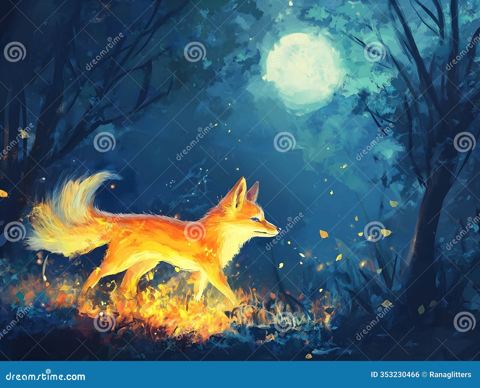 Mysterious Man Running In Dark Night Illustration Stock Photo ...