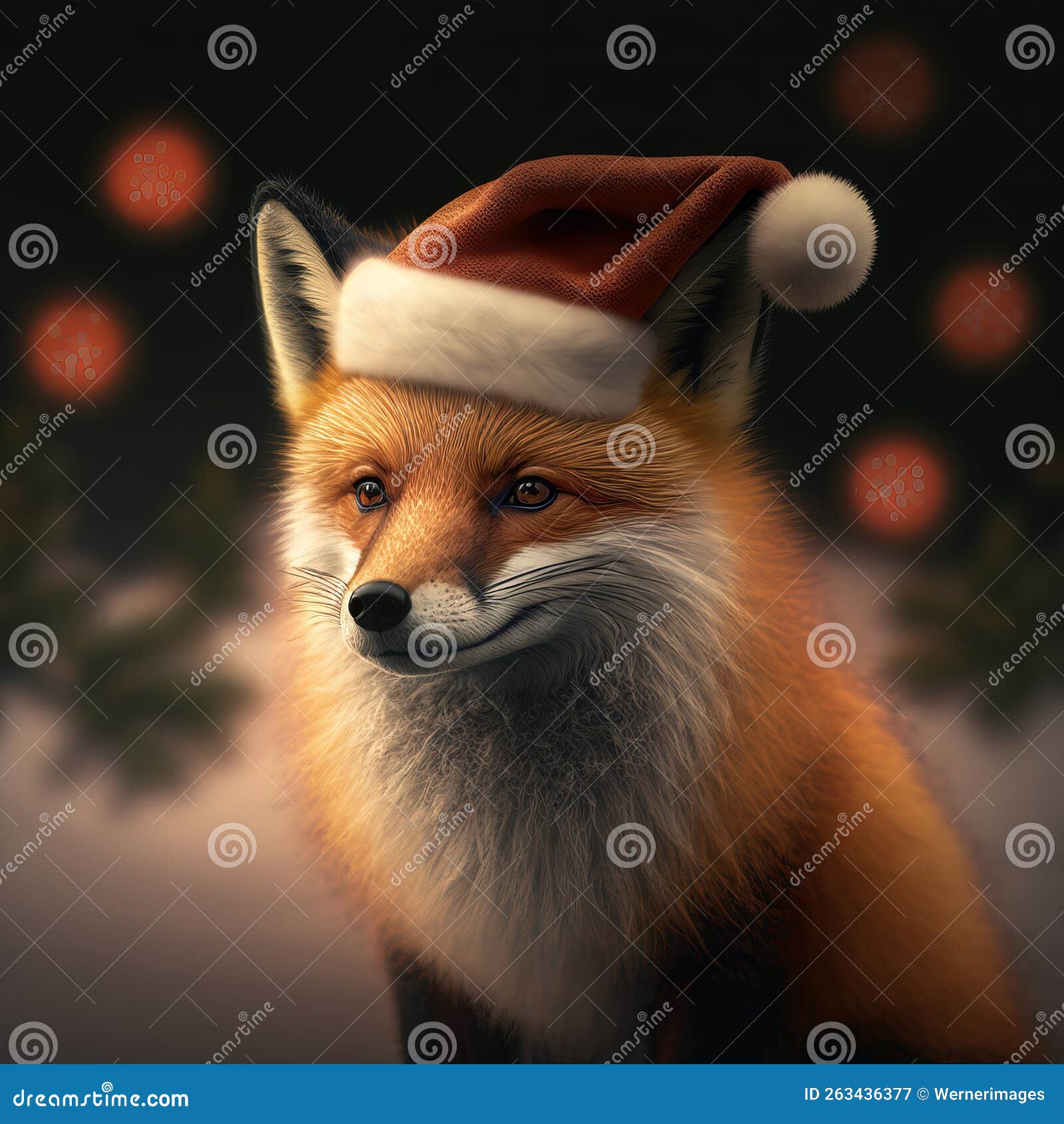 Fox with Santa Hat Illustration Generated by AI Stock Illustration ...