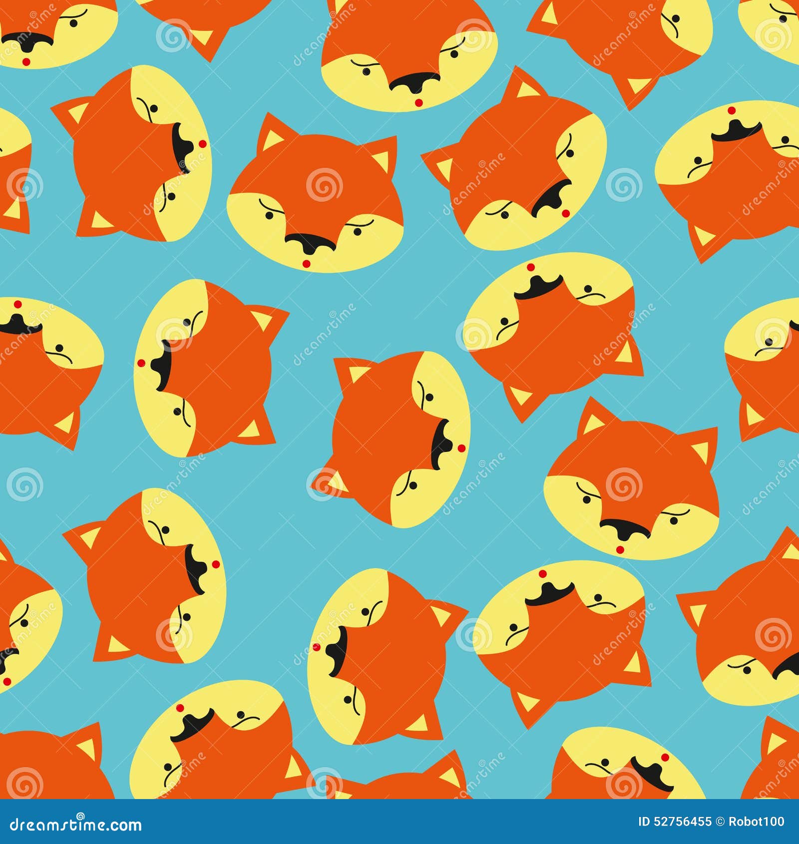 Fox Seamless Pattern. Animals Vector Illustration Background Stock ...