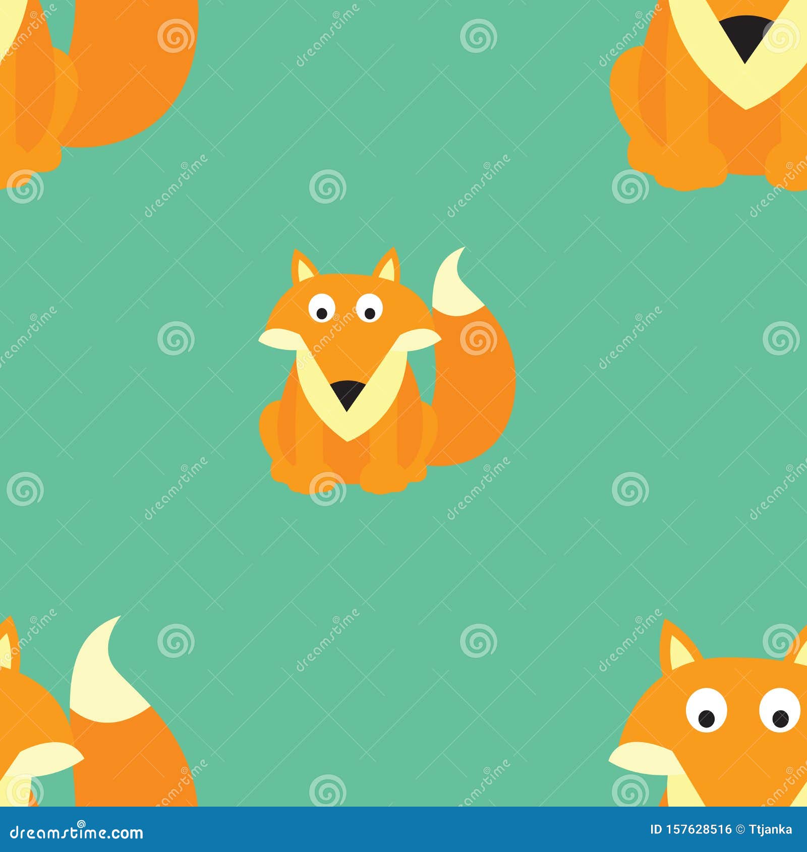 Fox Seamless Pattern for Fabrics, Cards. Cute Fox Sits Stock Vector ...