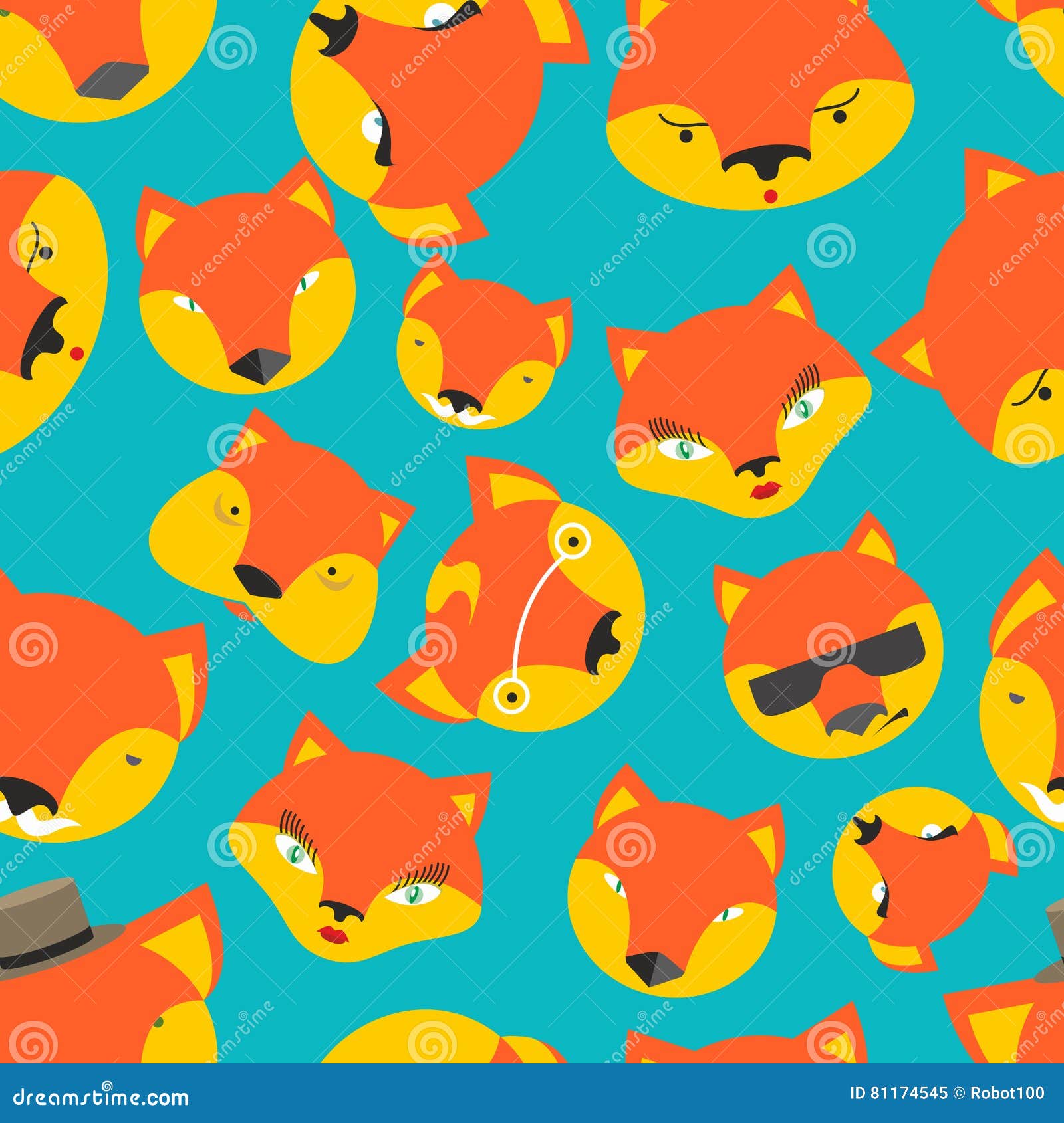 Fox Seamless Pattern. Foxes Ornament Stock Vector - Illustration of ...