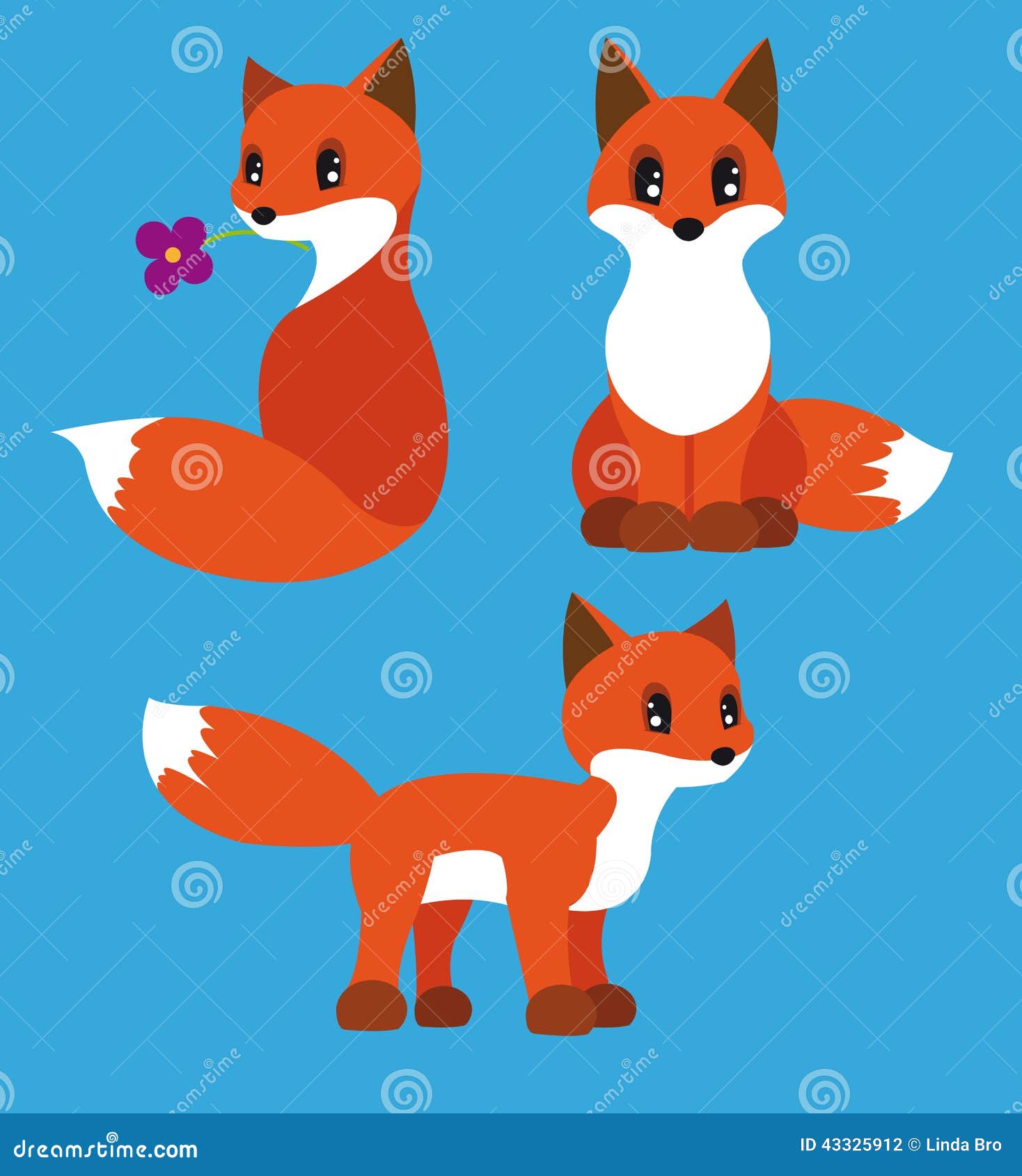Fox-set stock vector. Illustration of cute, comic, plant - 43325912