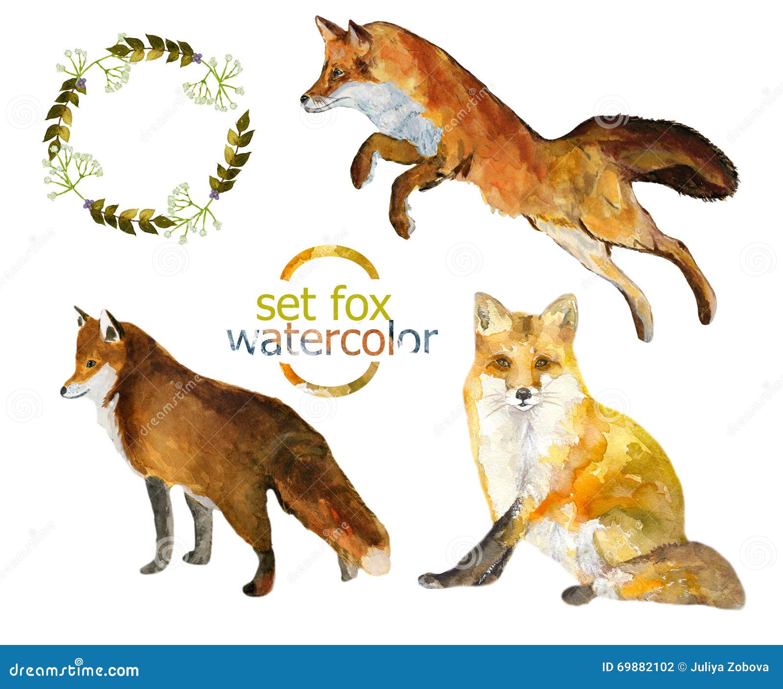 Fox set stock illustration. Illustration of isolated - 69882102
