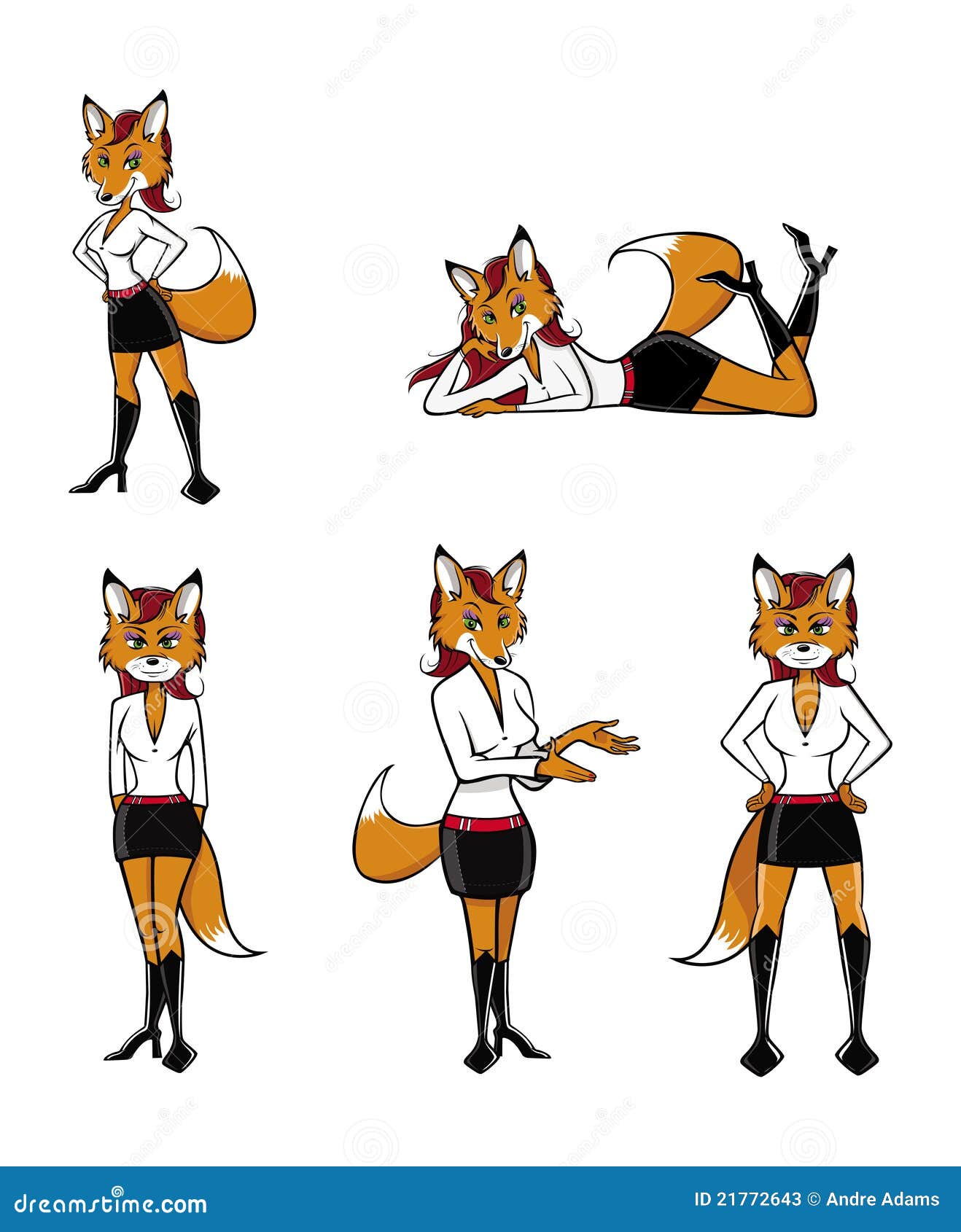 Fox poses stock vector. Illustration of outline, seductive - 21772643