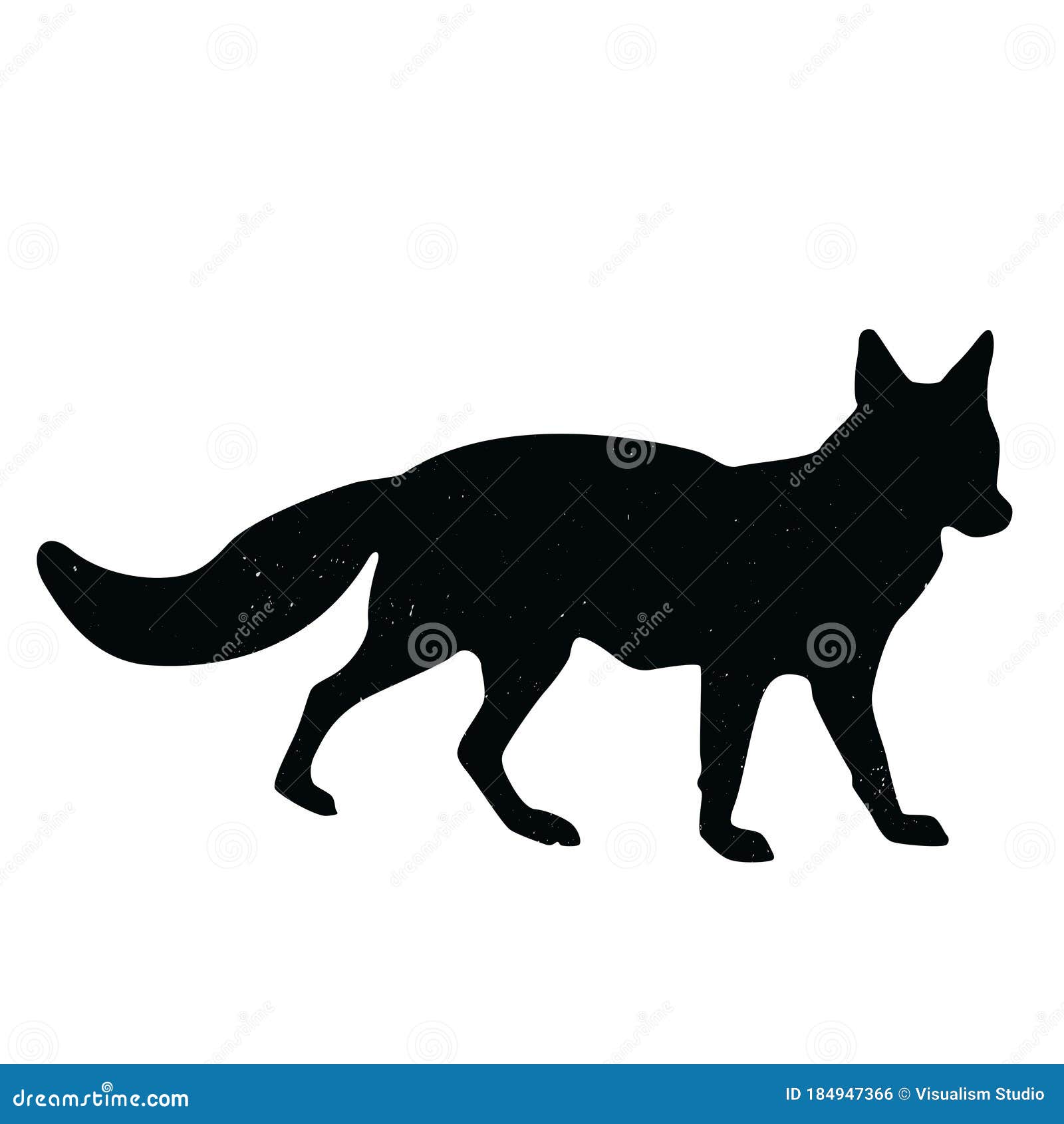 Fox Shadow Animal Icon Silhouettes Isolated on Dark Black Graphical in ...