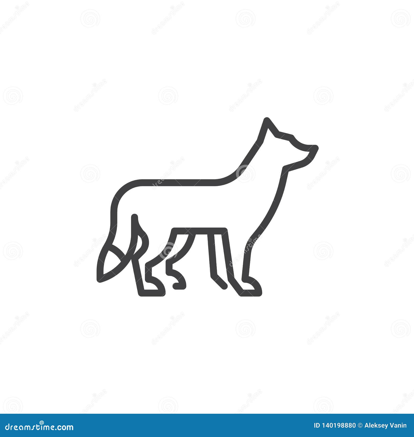 Fox side view line icon stock vector. Illustration of outline - 140198880