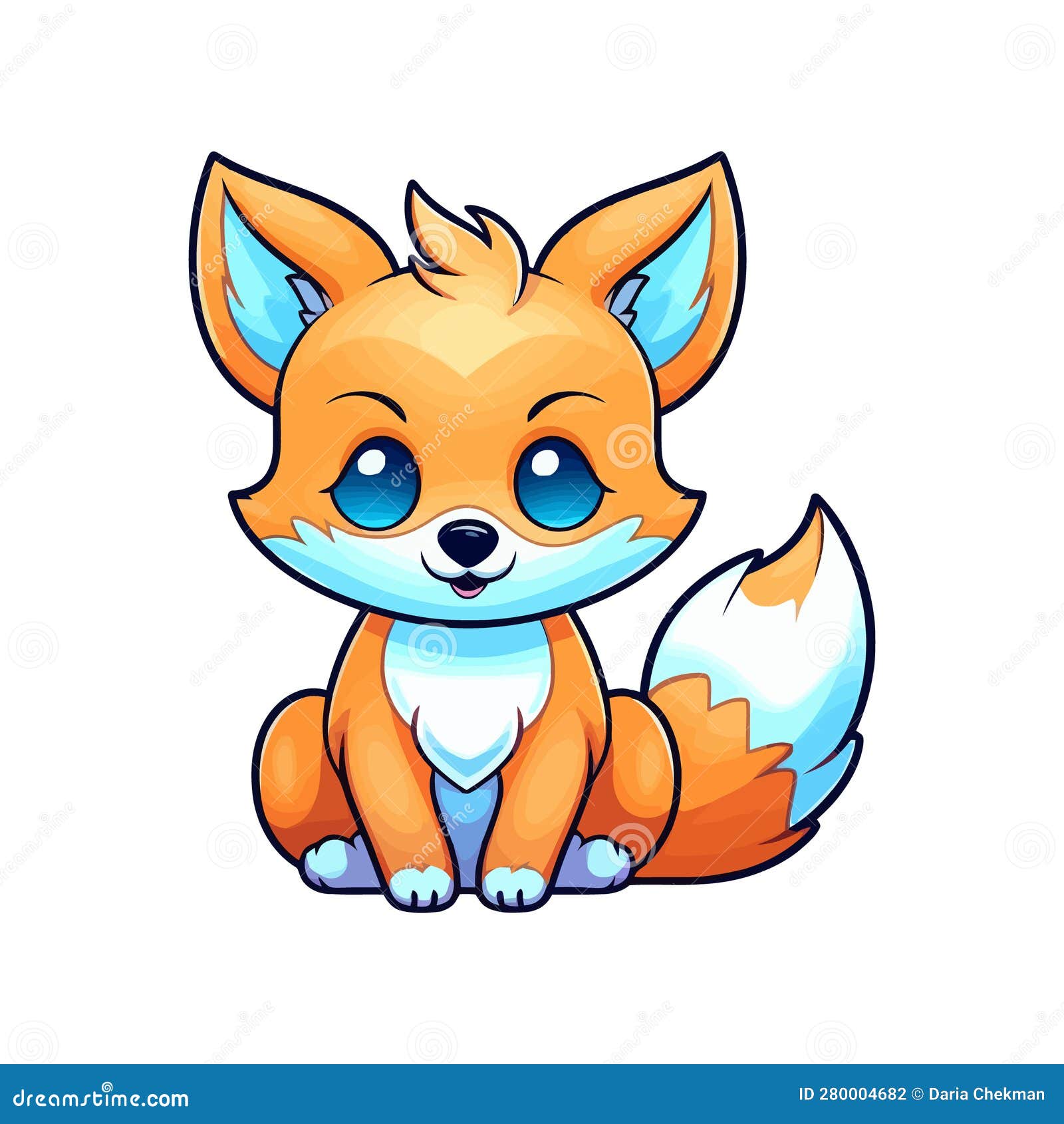 Fox Sign. Fox in Cartoon Bright Style Stock Vector - Illustration of ...