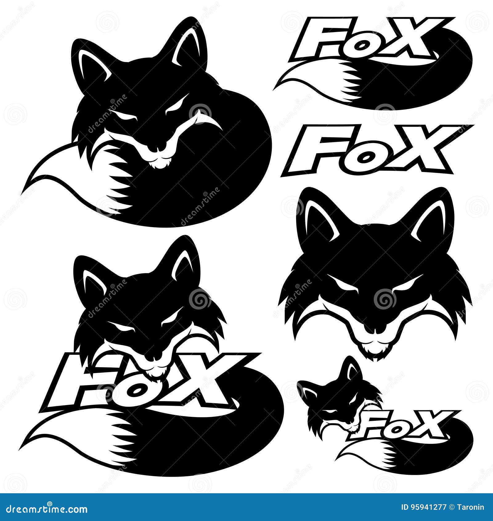 Fox sign set. stock vector. Illustration of silhouette - 95941277