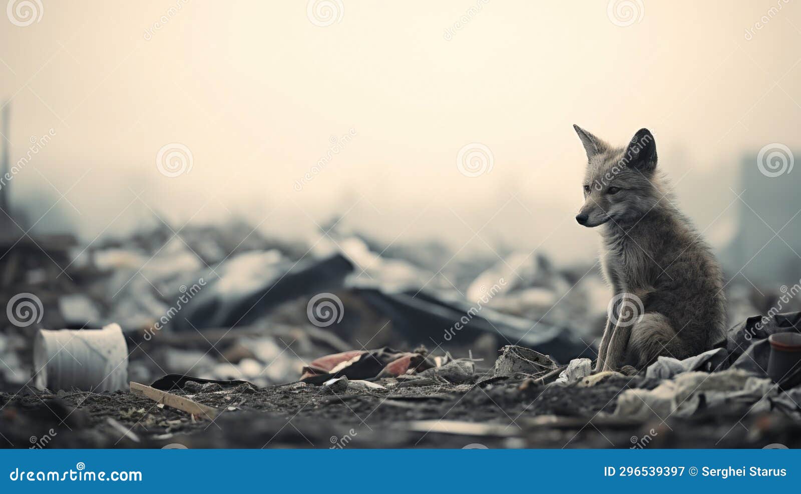 A Fox Sitting on Top of a Pile of Garbage, AI Stock Image - Image of ...