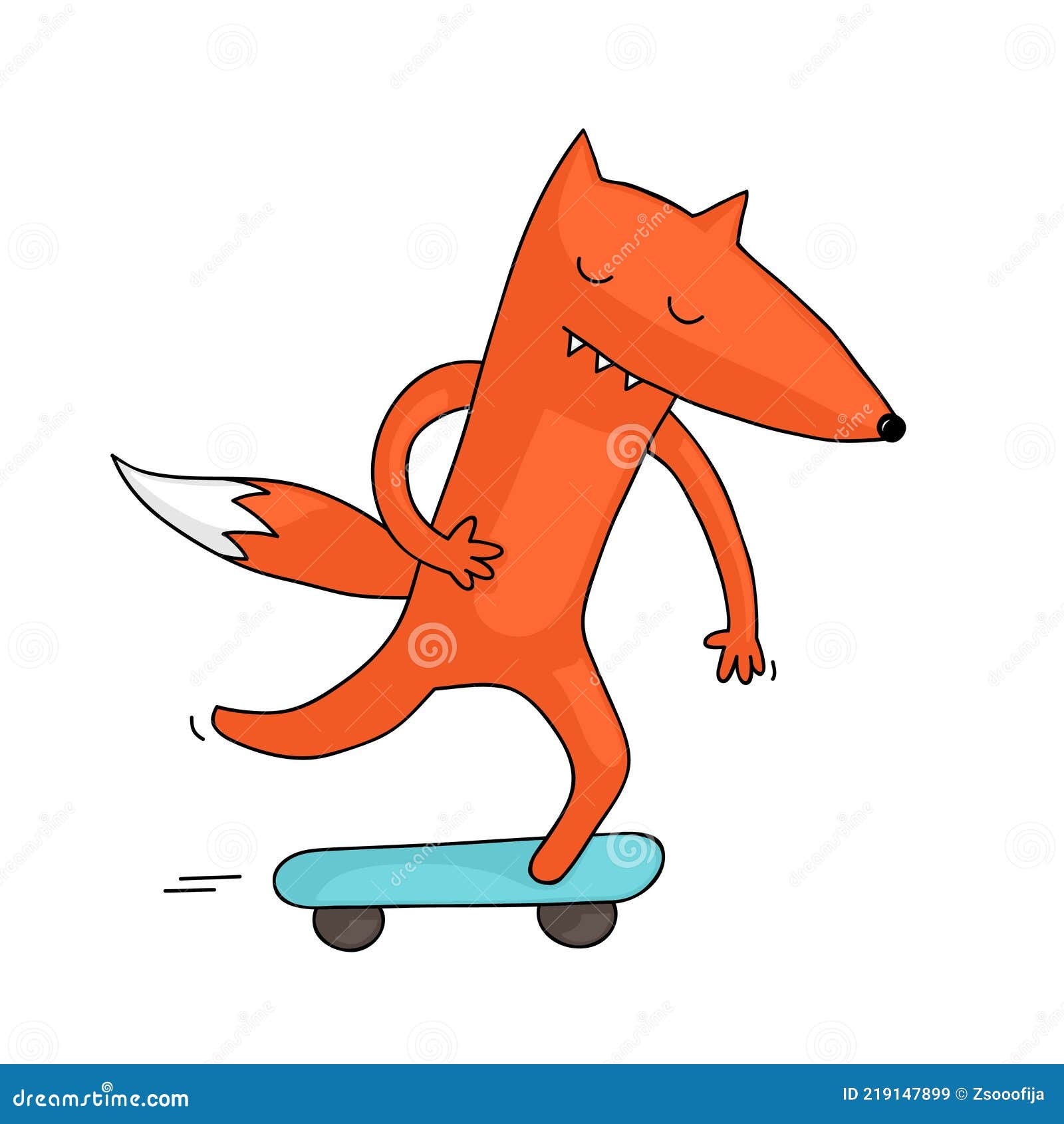 Cartoon fox skateboarding stock vector. Illustration of kids - 219147899