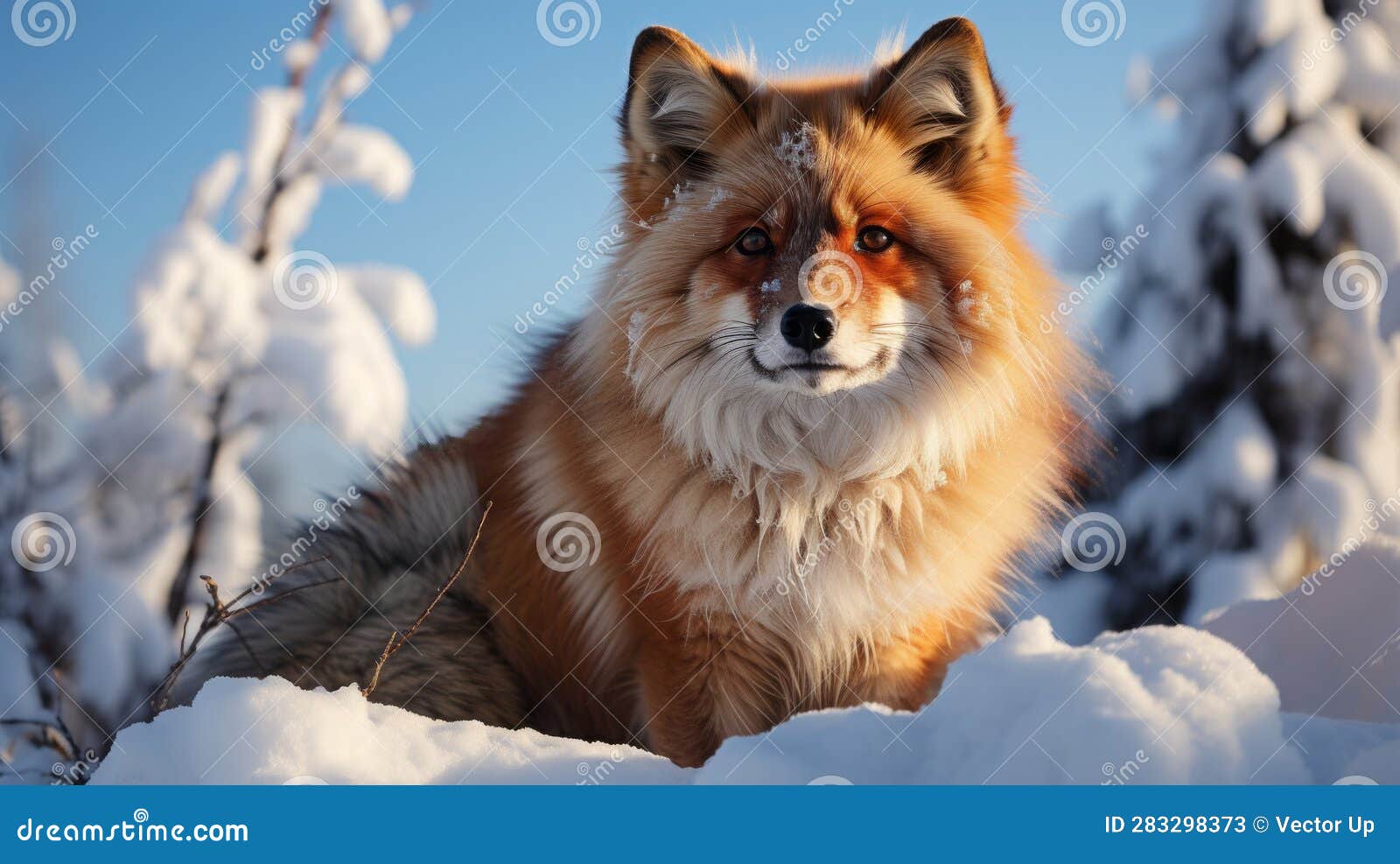 A Fox in the Snow. Generative AI. Stock Illustration - Illustration of ...