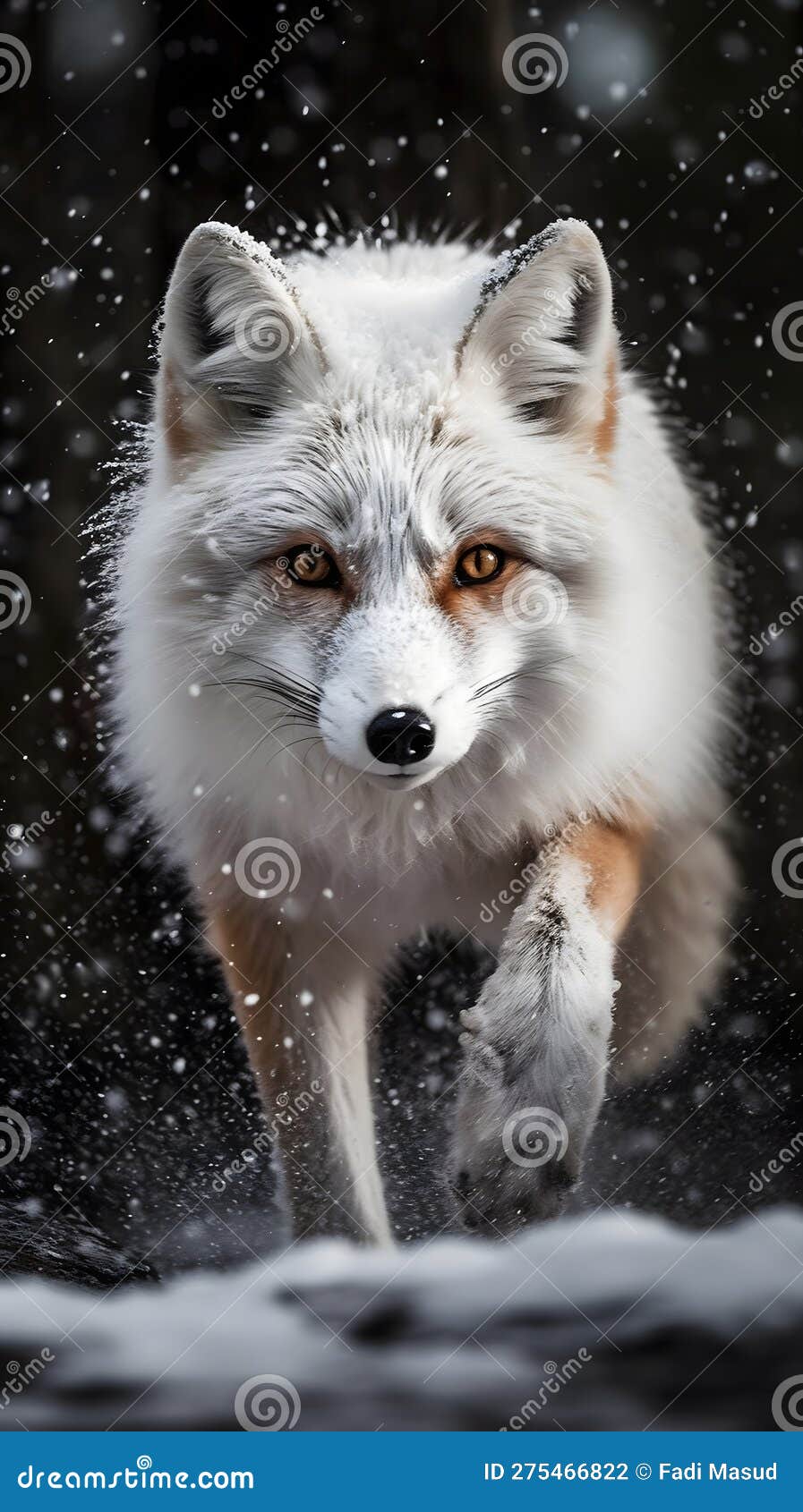 Fox in the snow stock illustration. Illustration of puppy - 275466822