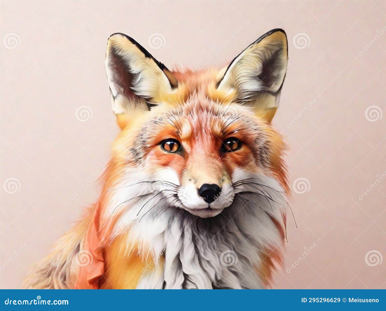Fox with Soft Pastel Palette Background Illustration Stock Illustration ...
