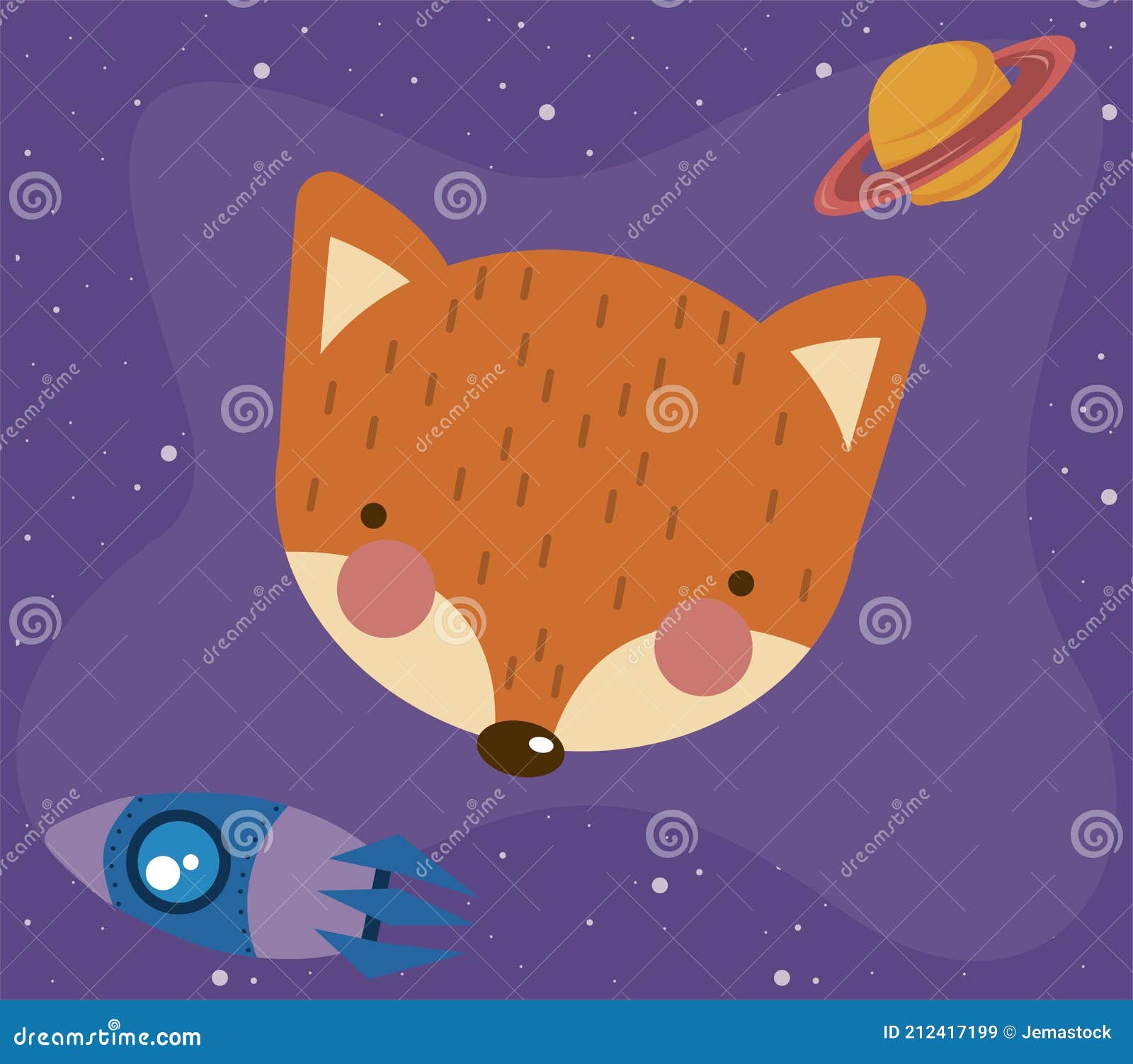 Fox in space stock vector. Illustration of wildlife - 212417199