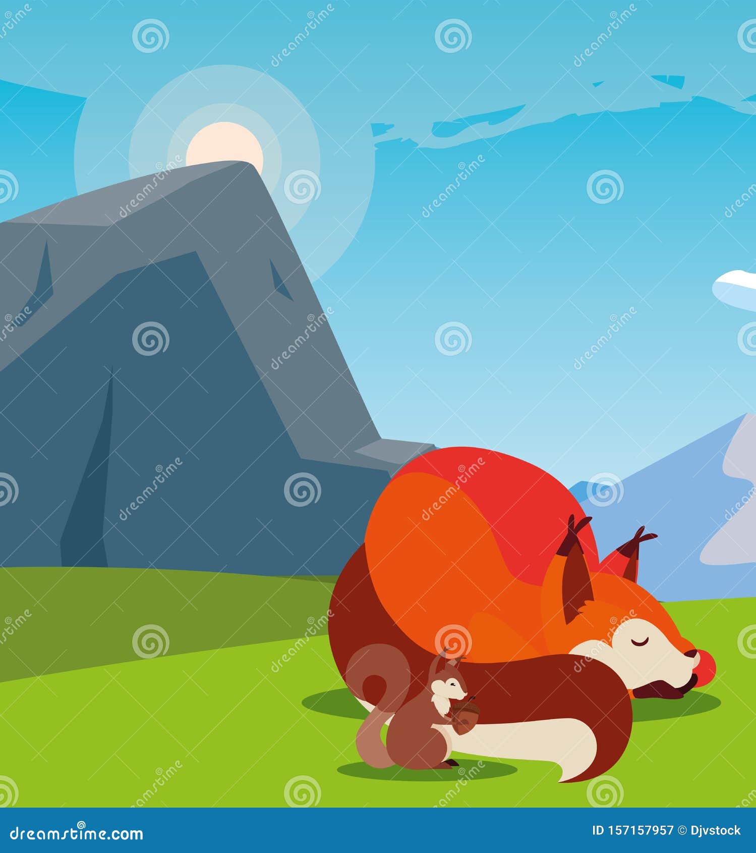 Fox And Squirrel Happy Autumn Season Design Stock Illustration Illustration Of Woodland
