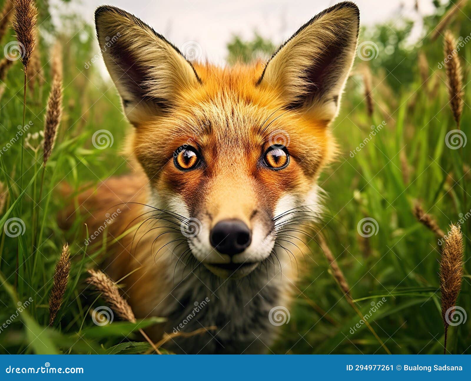 Fox Stare stock illustration. Illustration of green - 294977261