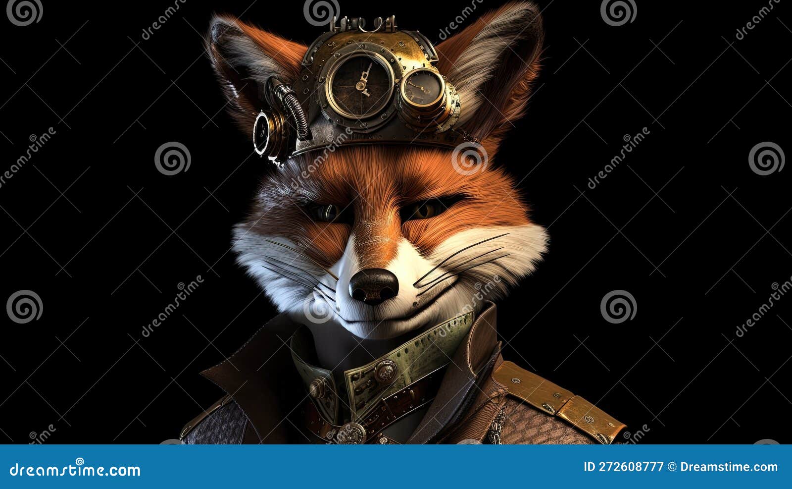Fox Steampunk, Digital Art Illustration, Generative AI Stock ...