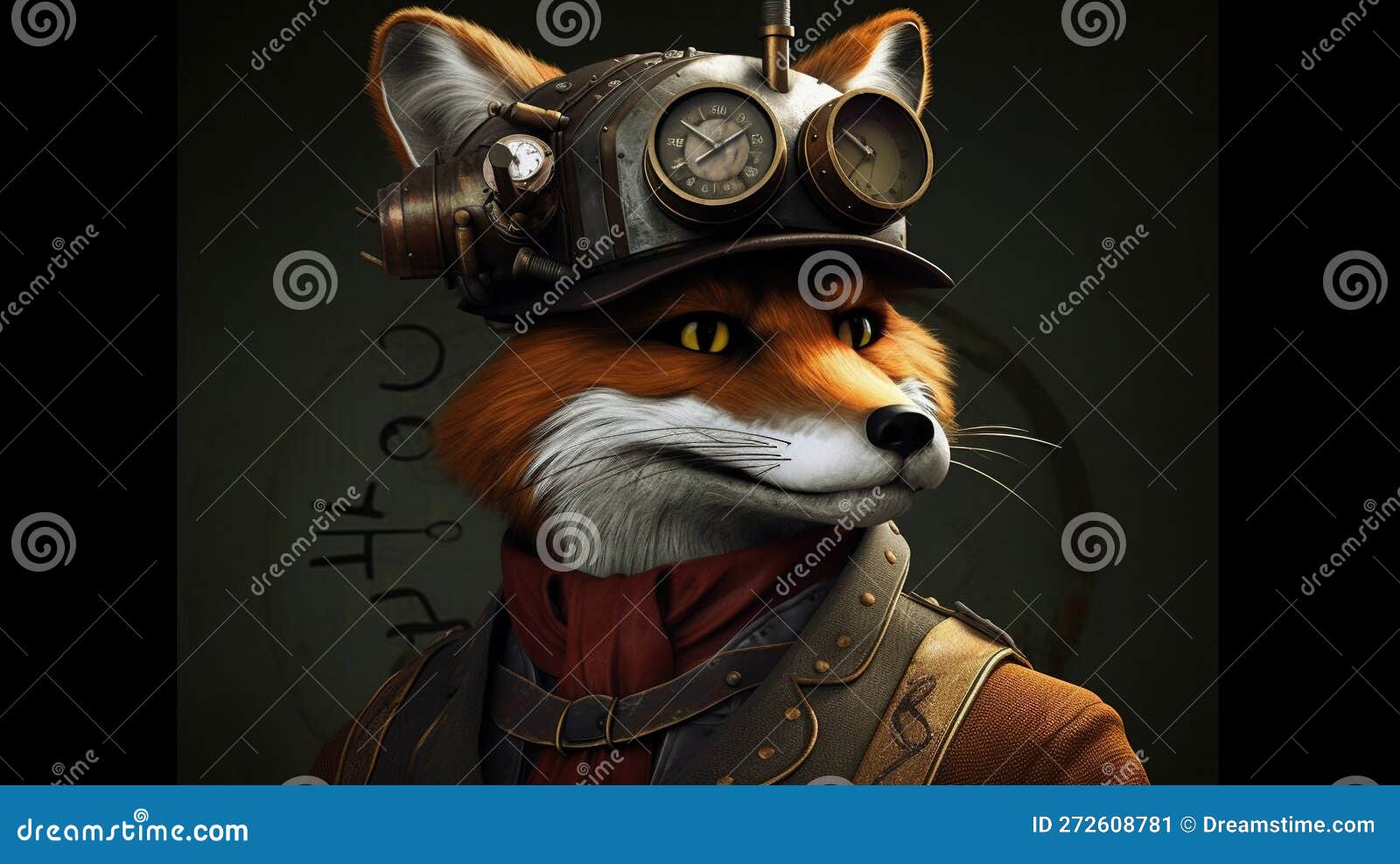 Fox Steampunk, Digital Art Illustration, Generative AI Stock ...