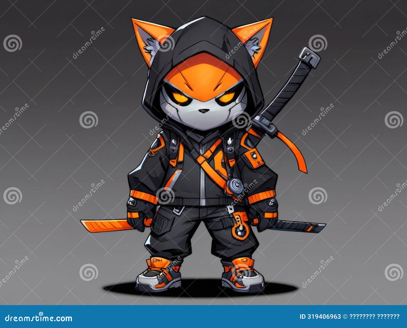 Fox Superhero, in Ninja Costume, in Drawing Style Stock Illustration ...