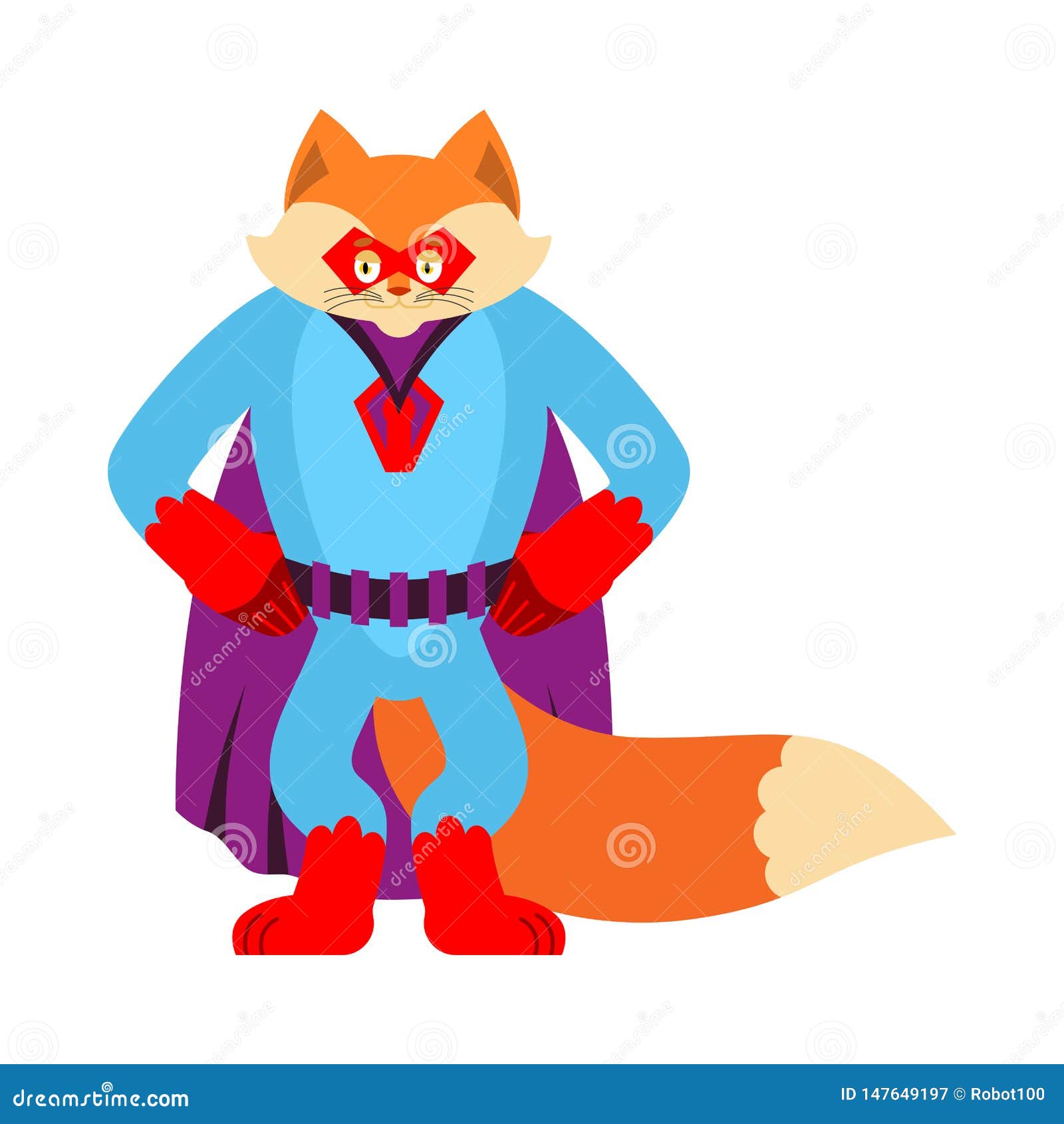 Fox Superhero. Super Wild Beast in Mask and Raincoat Stock Vector ...