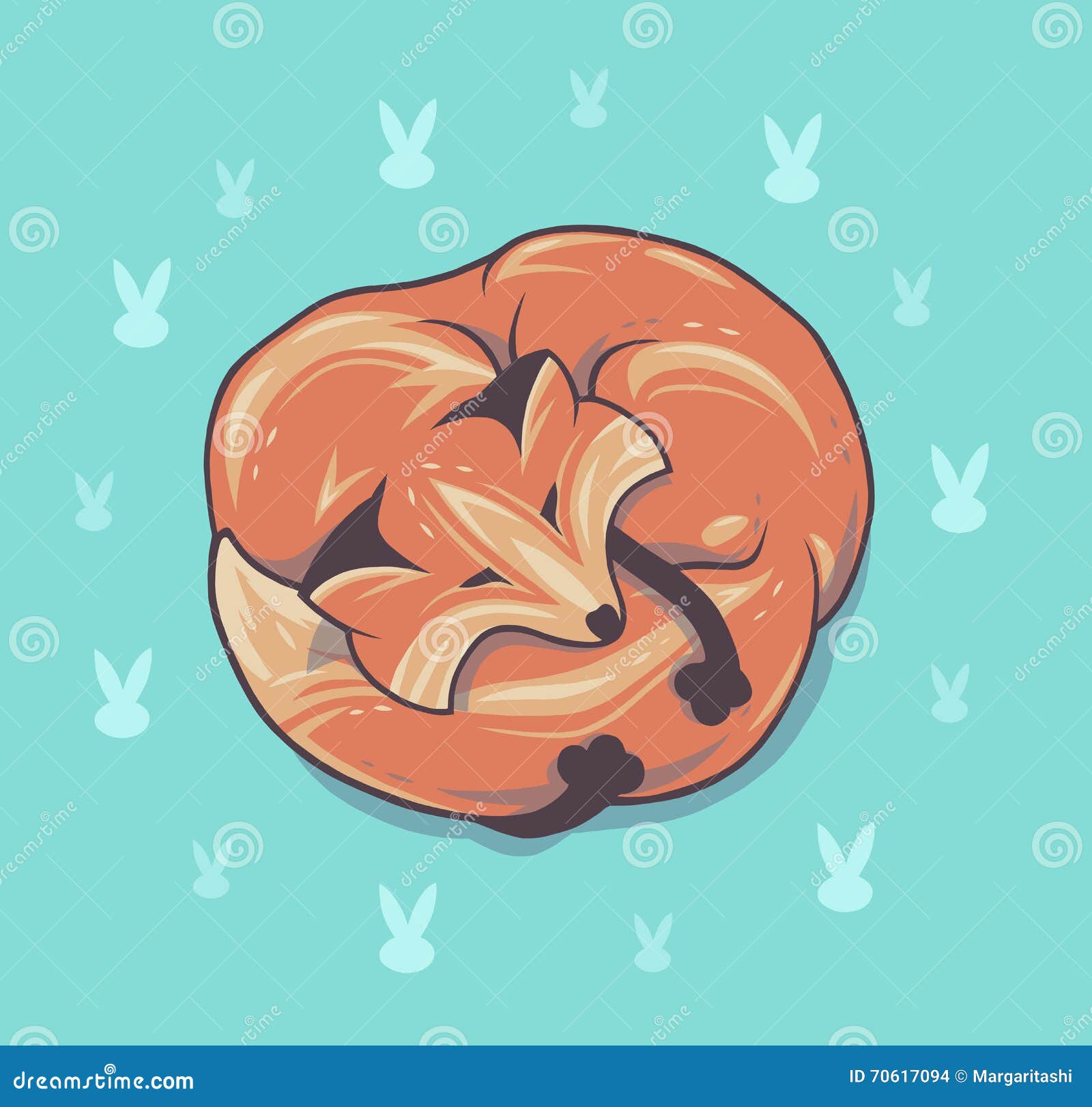 Fox. Sweet Dream. Graphic Drawing Stock Illustration - Illustration of ...