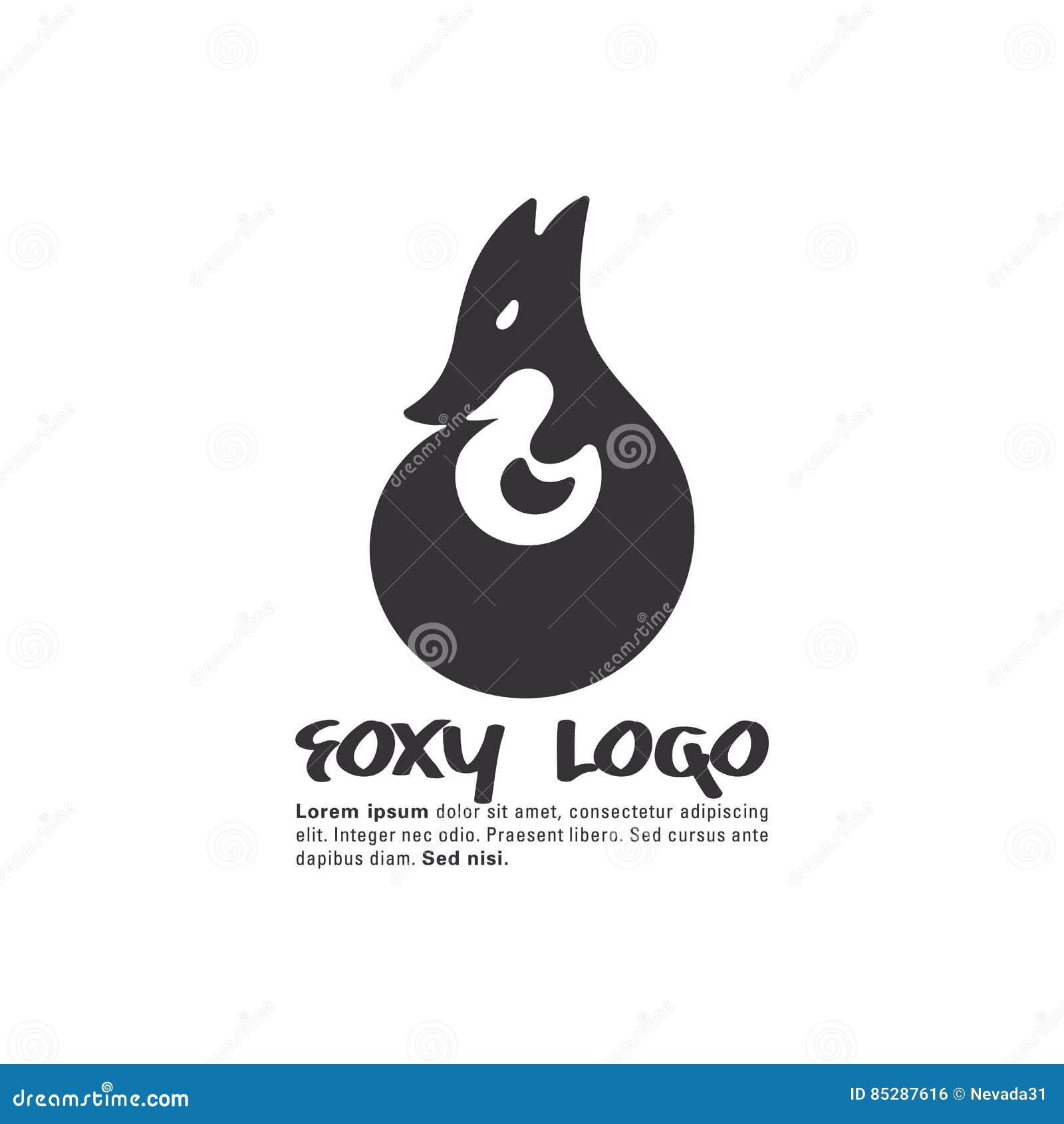 Fox symbol negative space stock illustration. Illustration of company ...