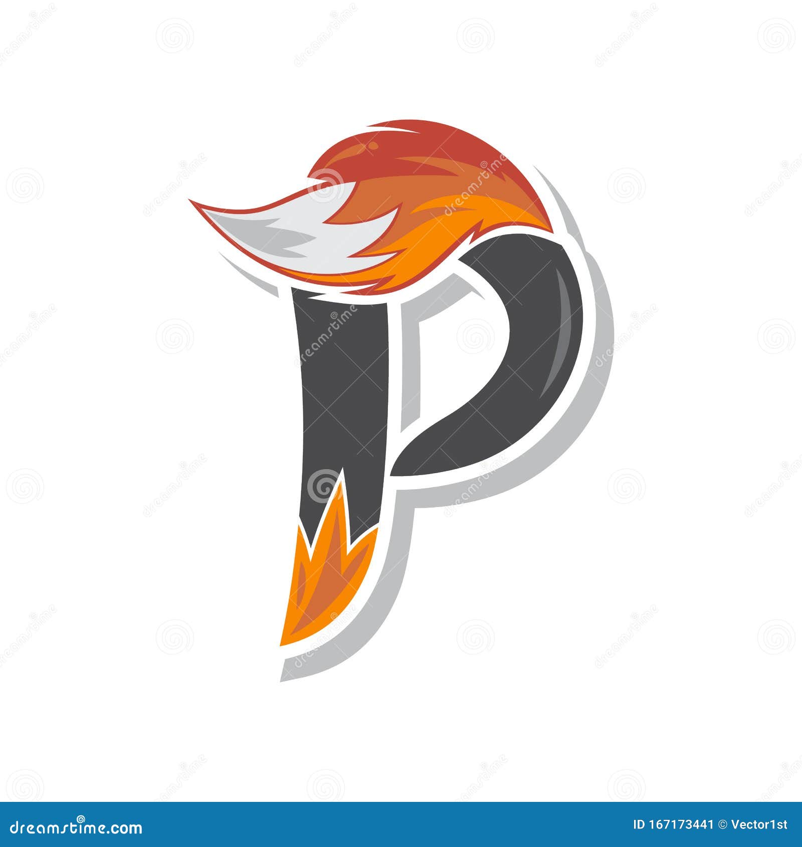 Fox Tail Fire Logo Logotype Alphabet Initial Letter Design Vector Art ...