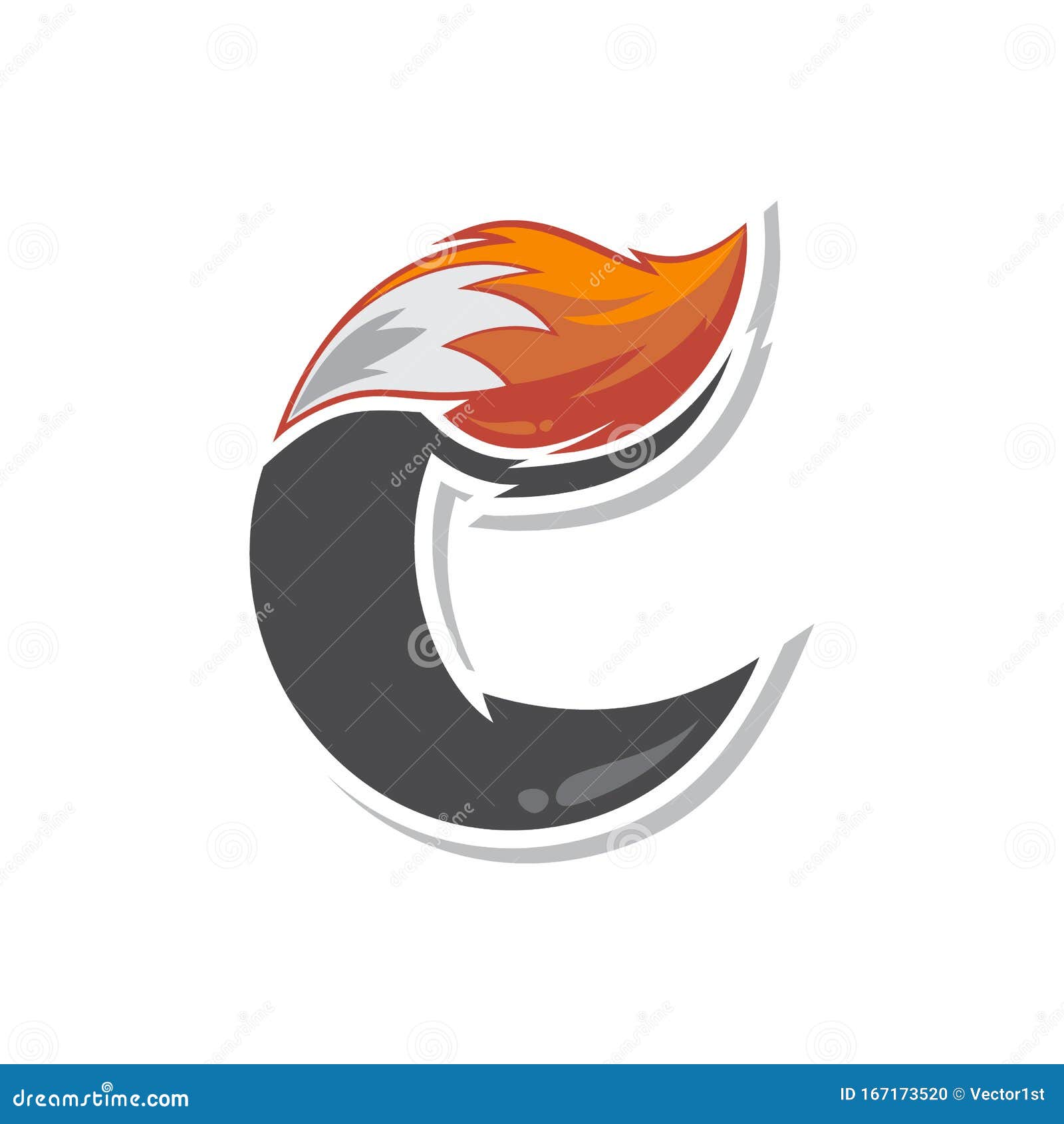 Fox Tail Fire Logo Logotype Alphabet Initial Letter Design Vector Art ...