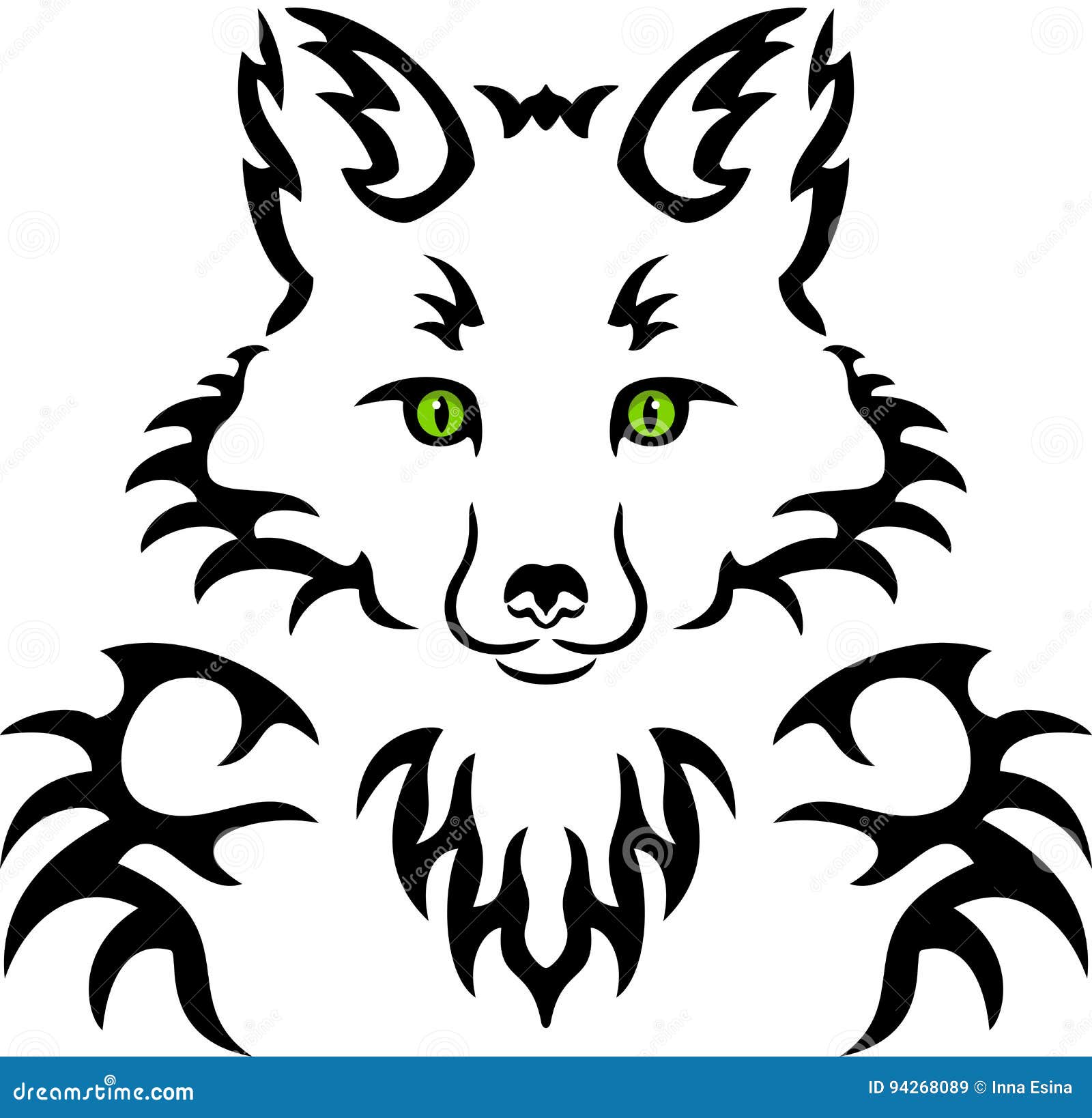 Fox tattoo stock vector. Illustration of shape, drawing - 94268089