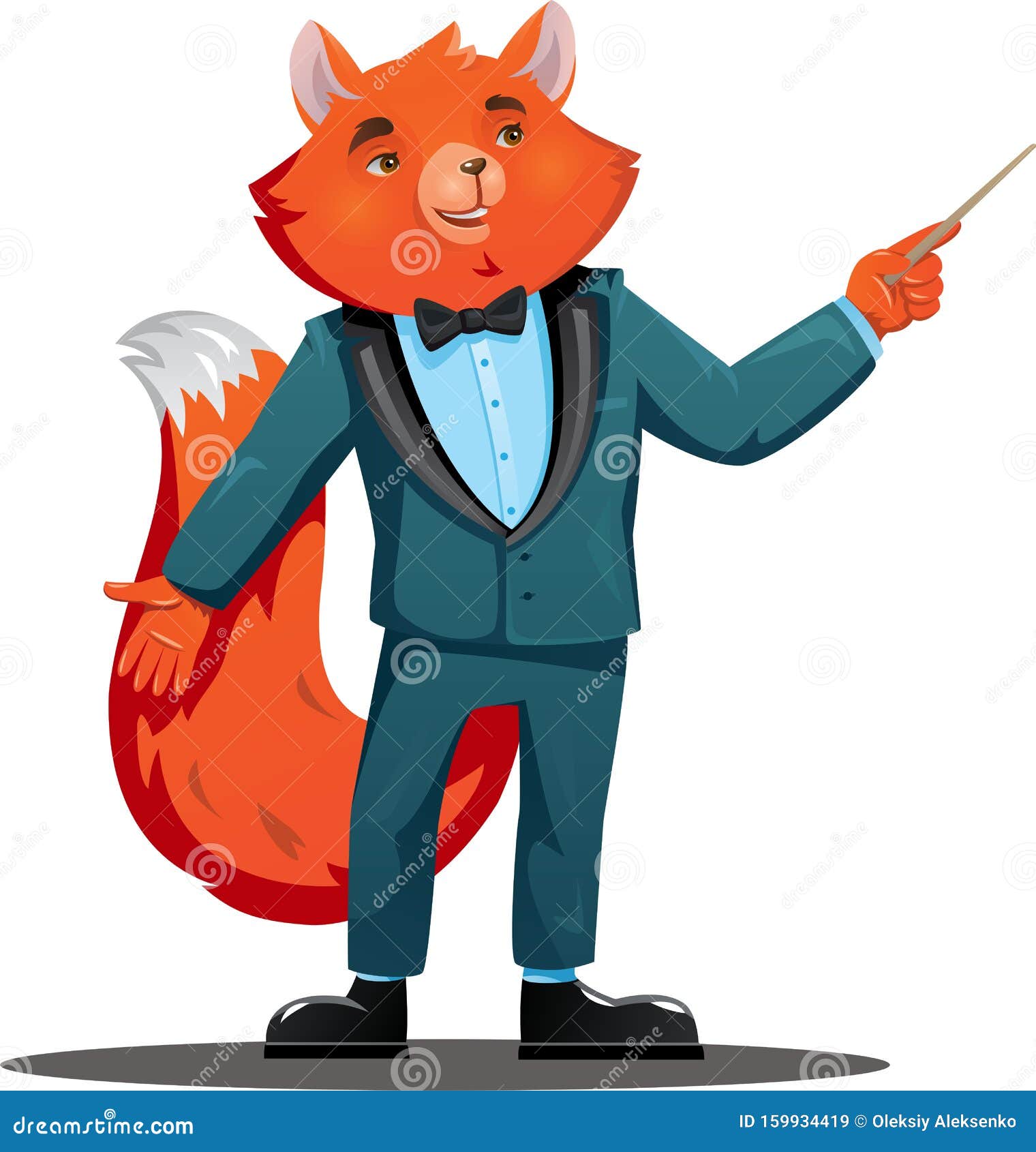 Fox-teacher in a Suit with a Pointer Stick in His Hand. Stock Vector ...