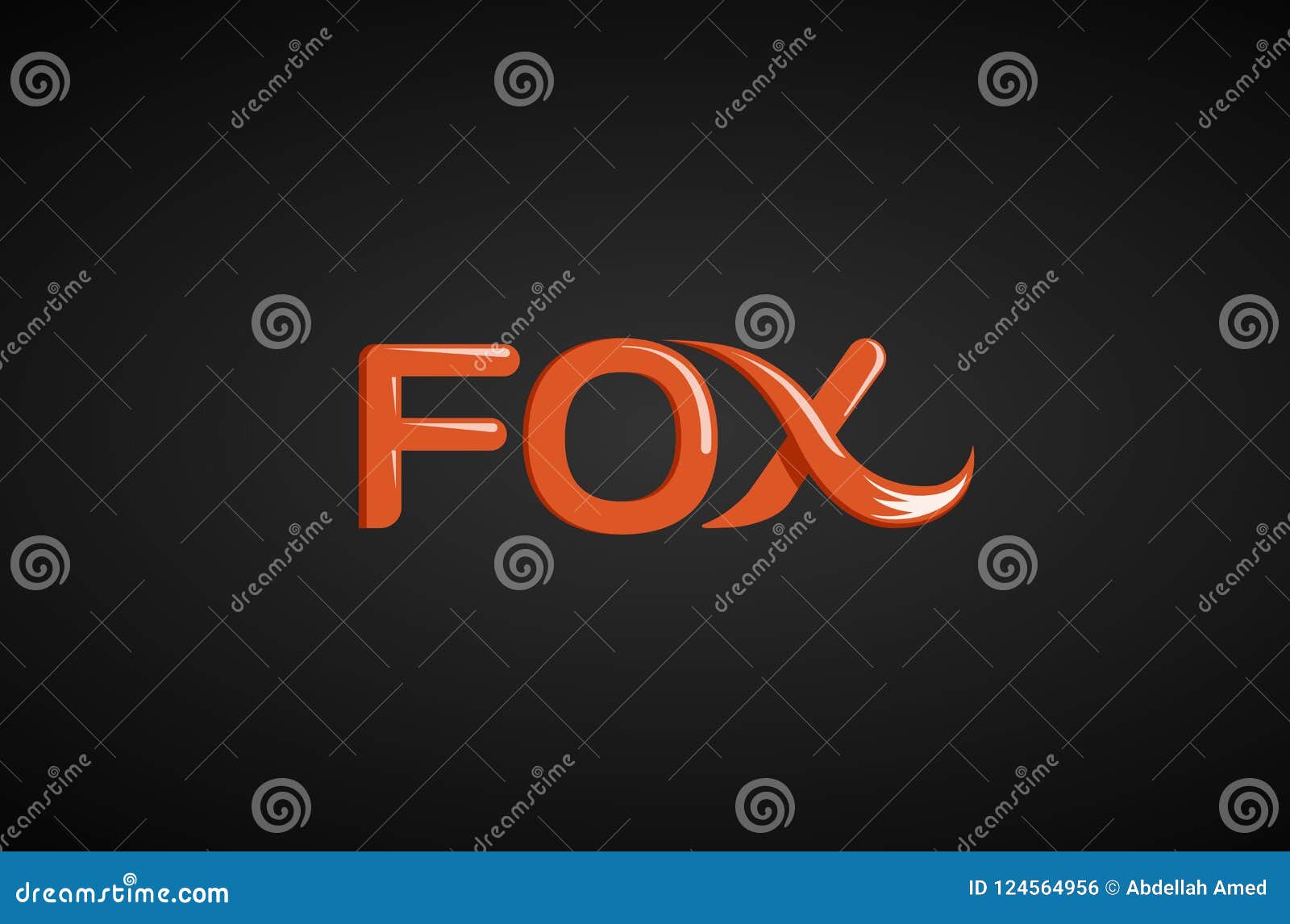 Fox Text Tail Text Typography Logo Design Illustration Stock Vector ...