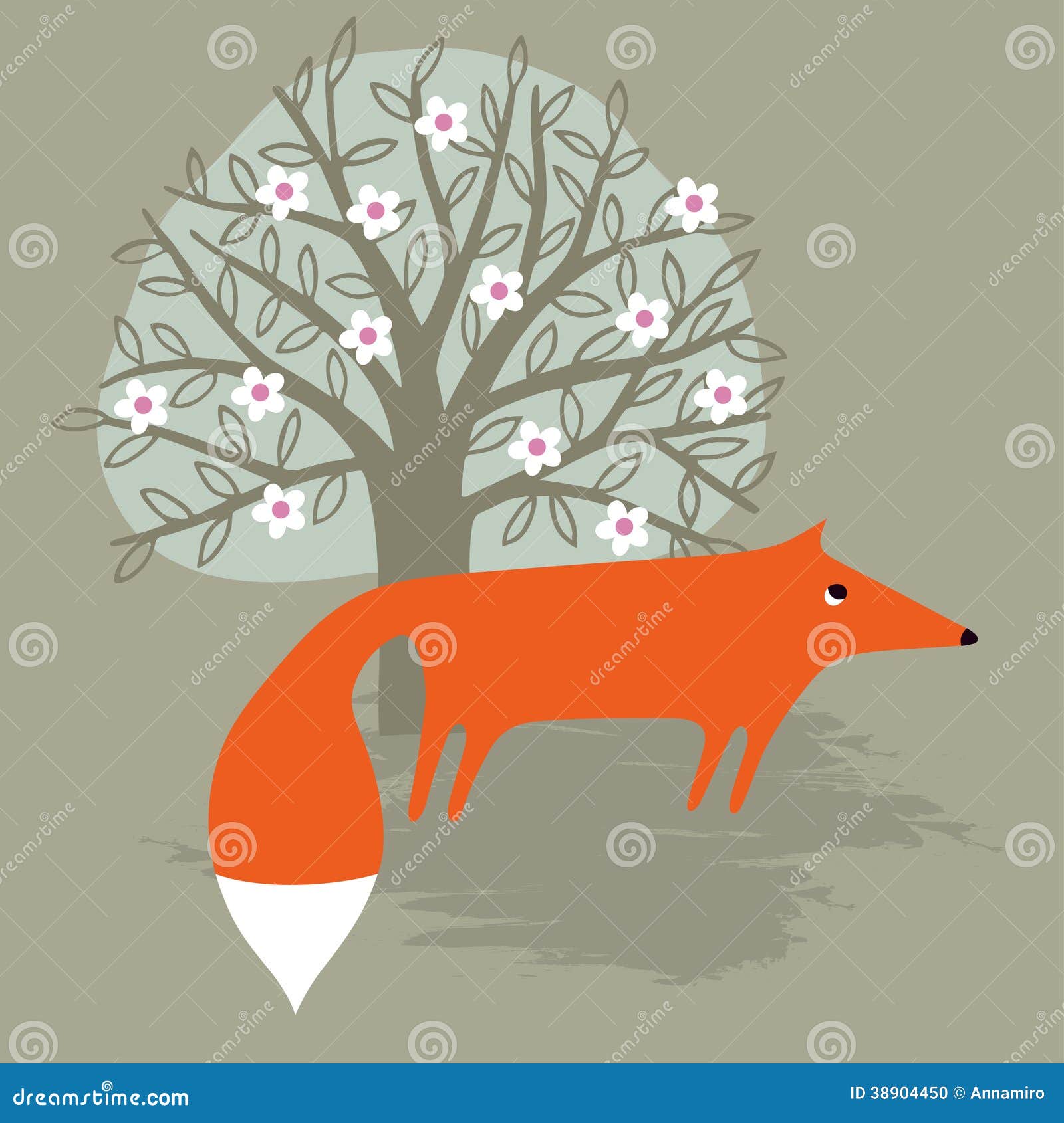 Fox under a tree stock vector. Illustration of beautiful - 38904450